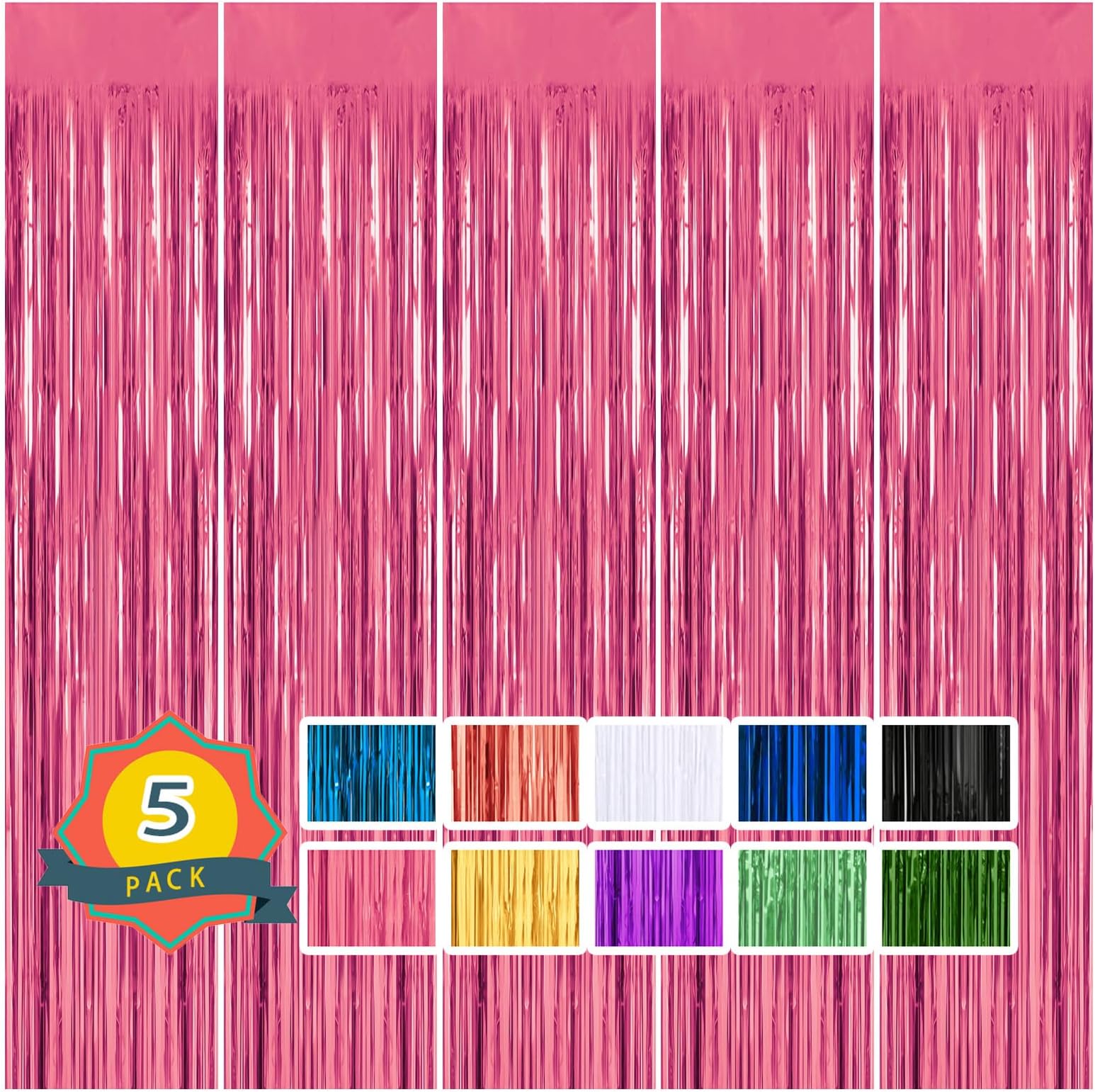 Amazon.com: 4 Pack Pink Tinsel Curtain Party Backdrop - CYLMFC 3.3 ft x ...