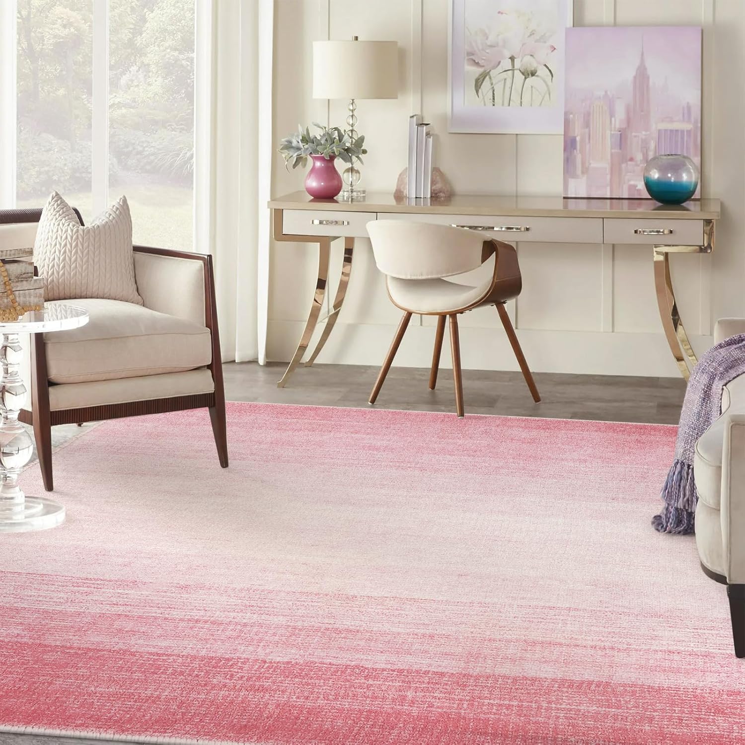 Amazon.com: Wonnitar Modern Ombre Pink 8x10 Rugs for Bedroom, Washable ...