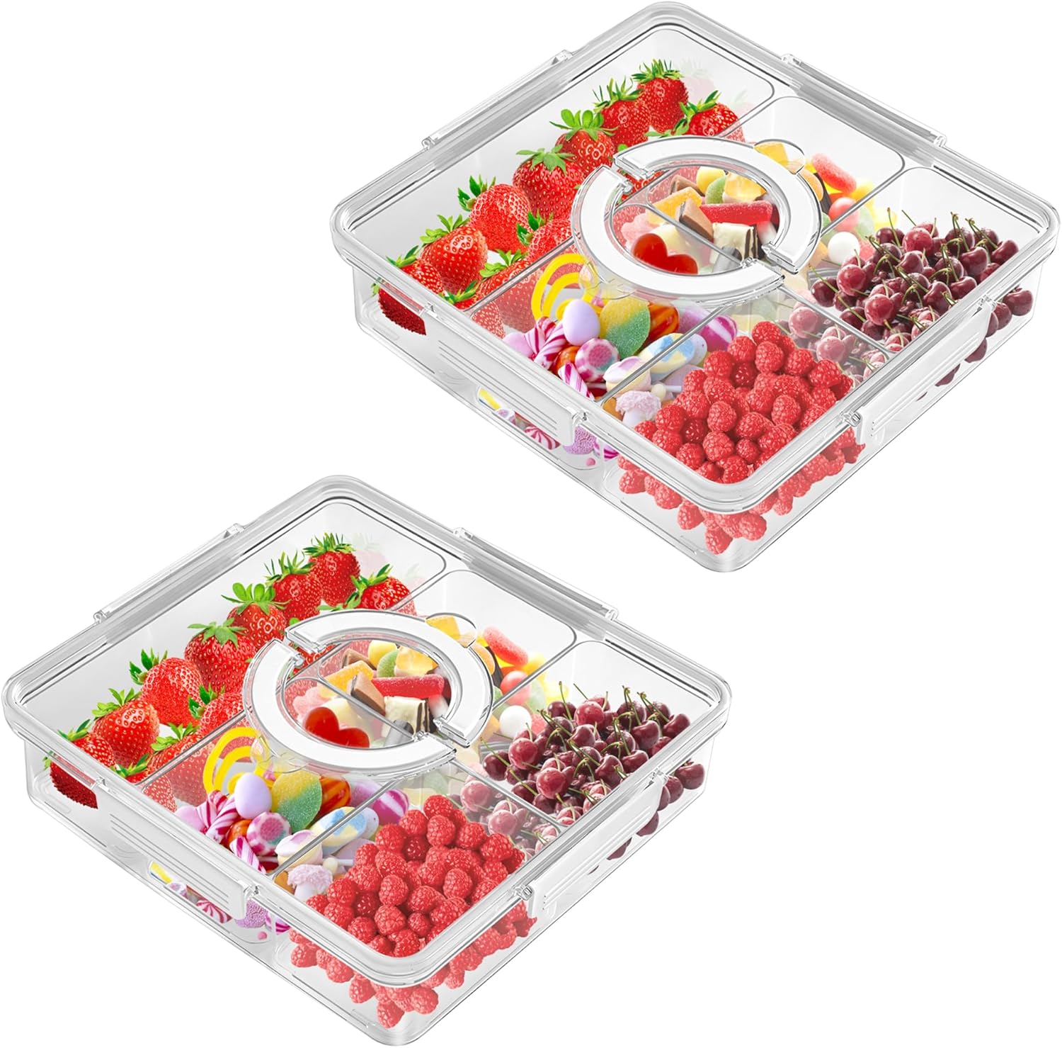 Amazon.com: Eanpet 2Pack Divided Veggie Tray with Lid and Handle 5 ...