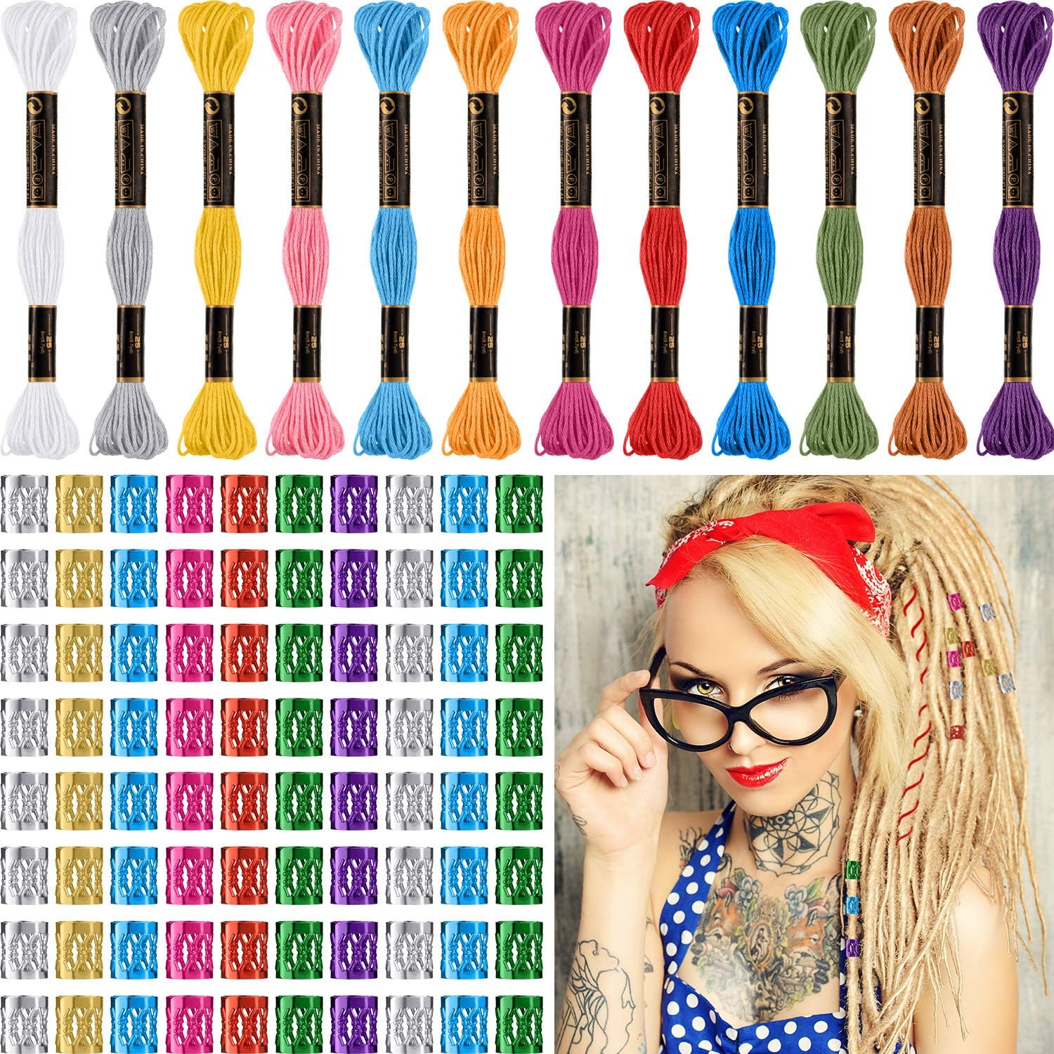 Amazon.com : 162 Pieces Hair Accessory Set - 12 Braiding Strings for ...