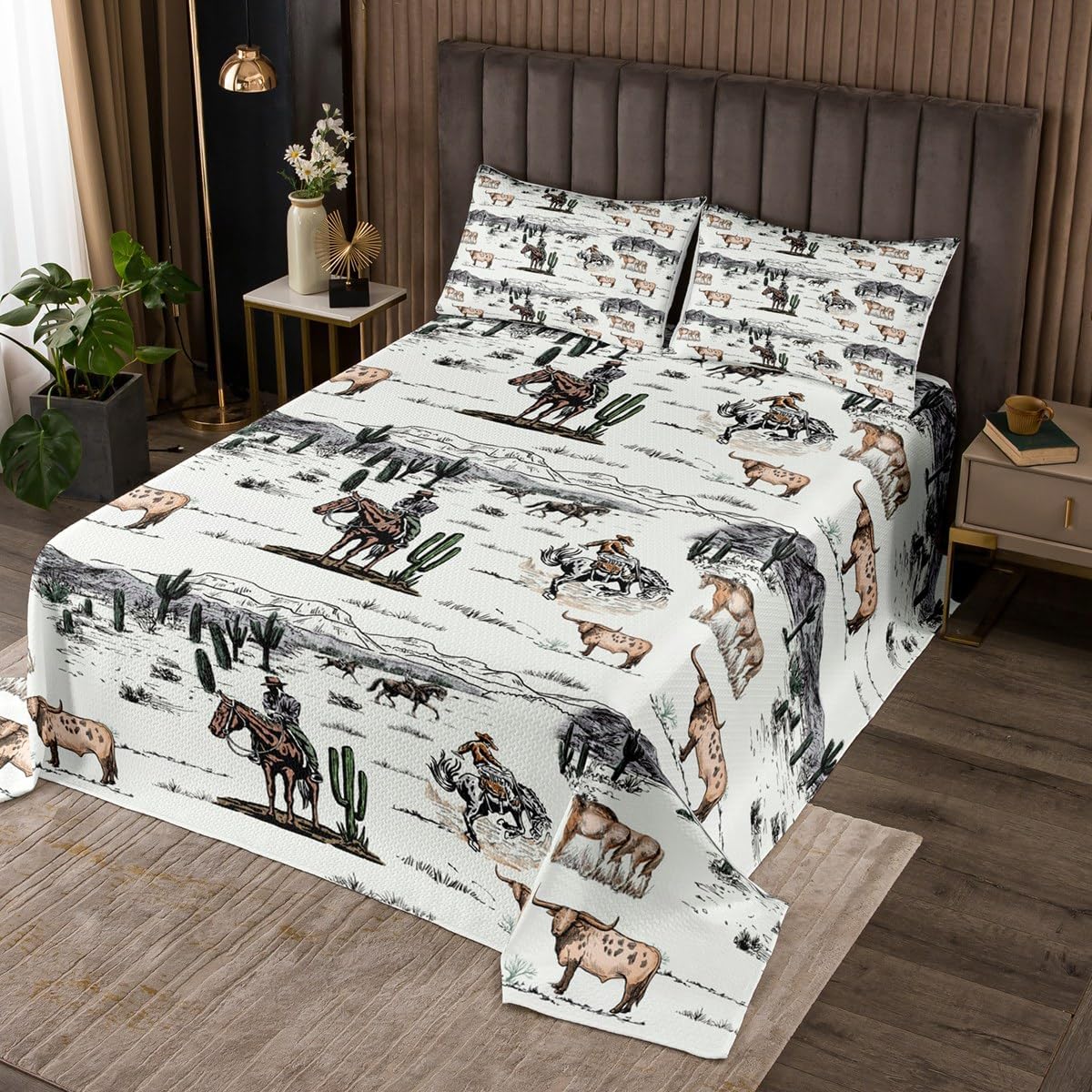 Amazon.com: Western Cowboy Bedspread King Size,Vintage Southwest Style ...