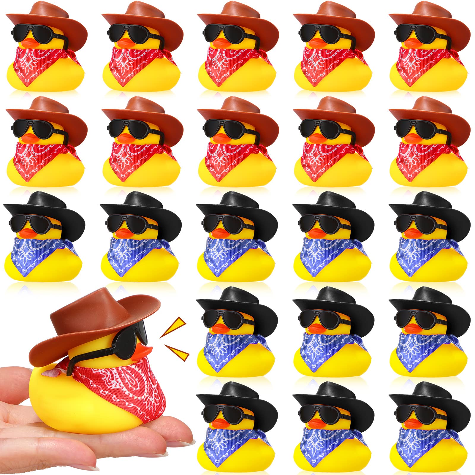 Amazon.com: 24 Set Cowboy Rubber Duck Mini Yellow Duckies Bath Party ...