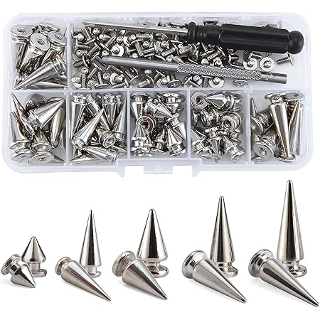 Amazon.com: Sew Stitch On Spike Stud Cone Flatback Spike Studs Rivets Pyramid Studs Spikes DIY ...