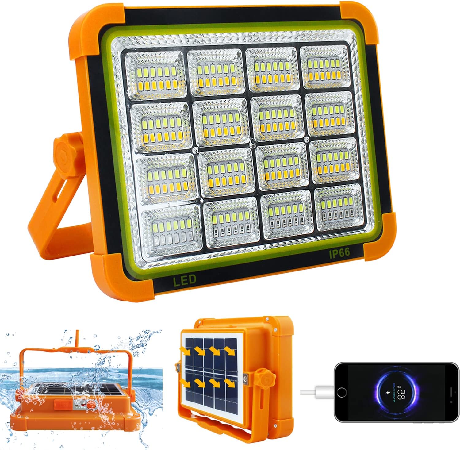CREATESTAR Portable Led Work Solar Light 100W 16500mAh IP66 with ...