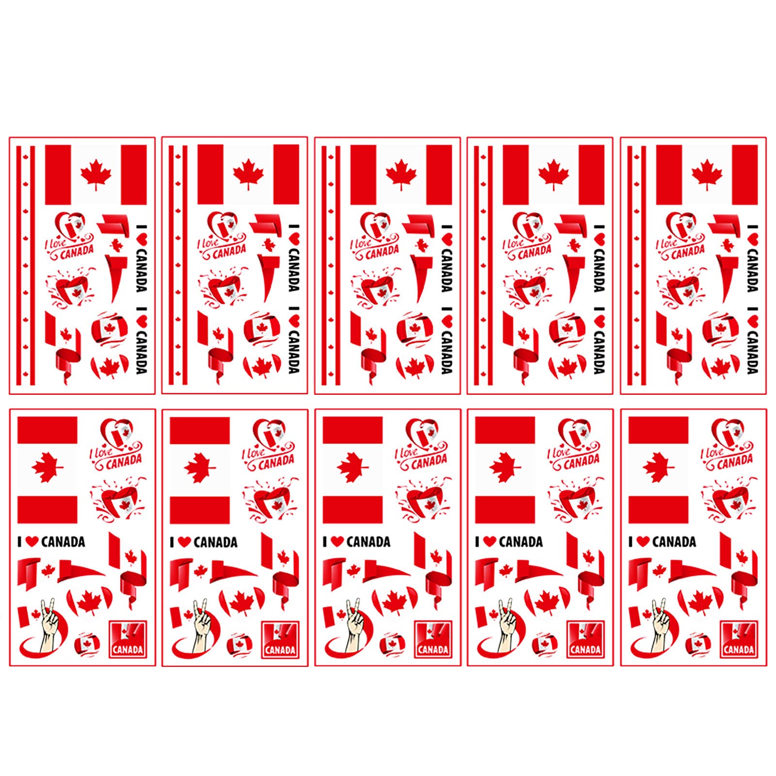 World Cup 2022 10 Sheet Canada Flag Stickers Temporary Tattoos ...
