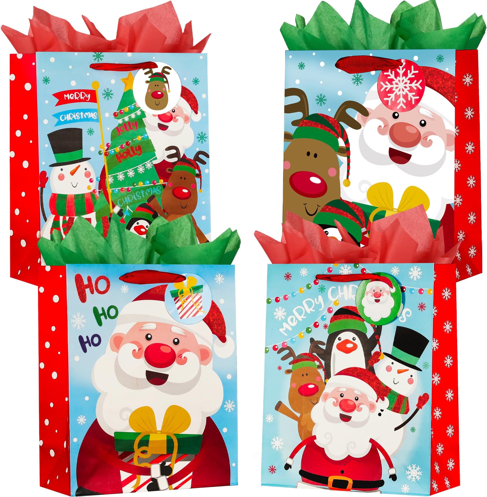 Amazon.com: Chapou 100 Pcs Christmas Gift Bag Bulk Reusable Christmas ...