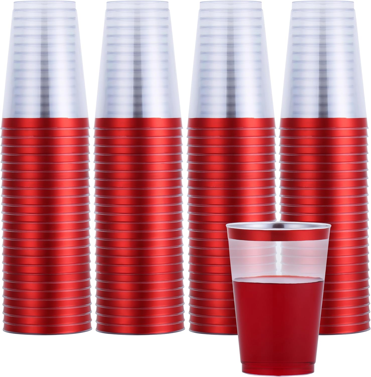 Amazon.com: By Madee HEAVYWEIGHT 100 Pack Red Plastic Cups 12 oz | Red ...