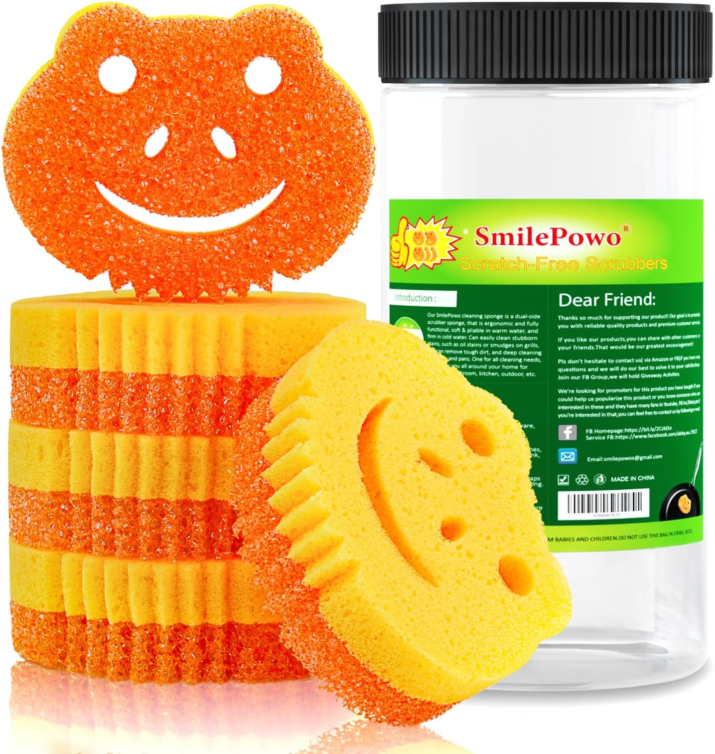 Amazon.com: Smiley Magic Sponge Scrub Sponges Tableware Scrubbers Car ...