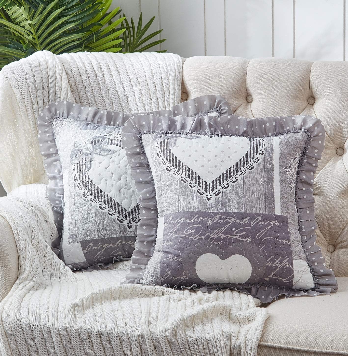 Amazon.com: Brilliant Sunshine Grey Heart Love Patchwork Ruffle ...