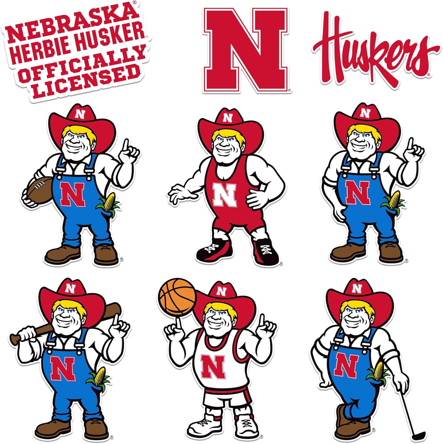 Amazon.com: University of Nebraska 8ct Vinyl Large Deluxe Stickers ...