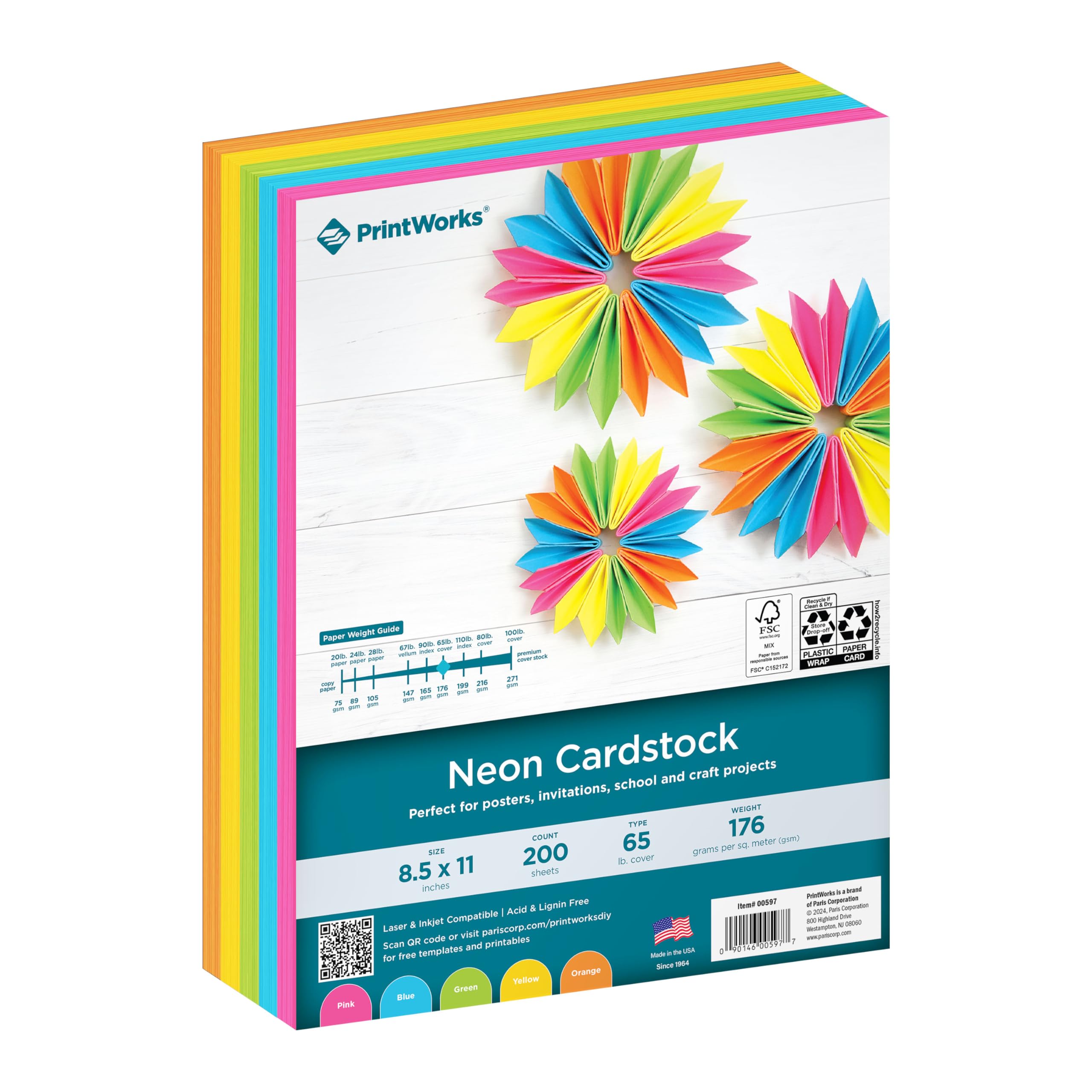 Fluorescent Cardstock Hygloss Large Poster Board 22x28 - 100 Assorted ...