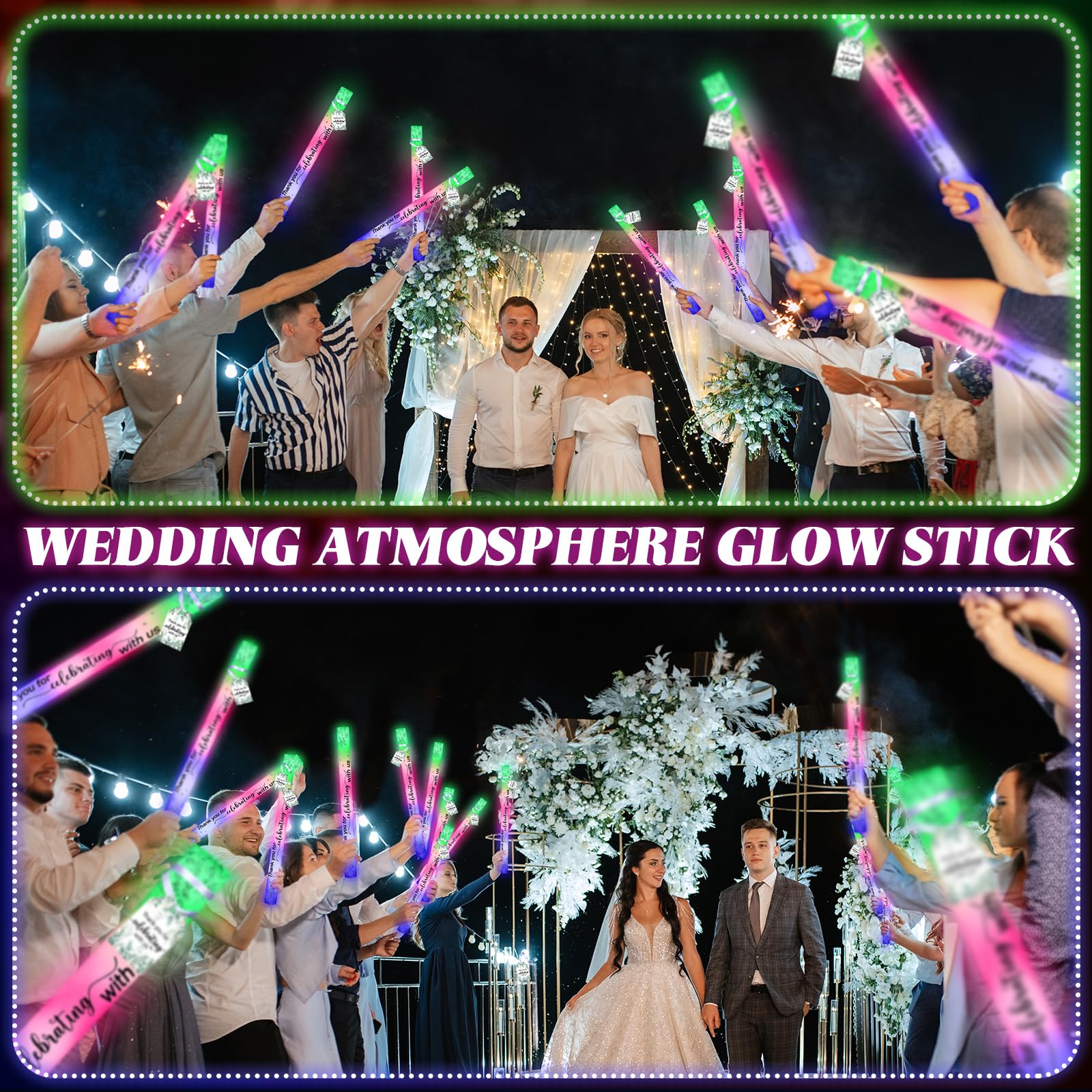 Snapklik.com : Tujoe 50 Pcs Wedding Glow Sticks Bulk Party Favors For ...