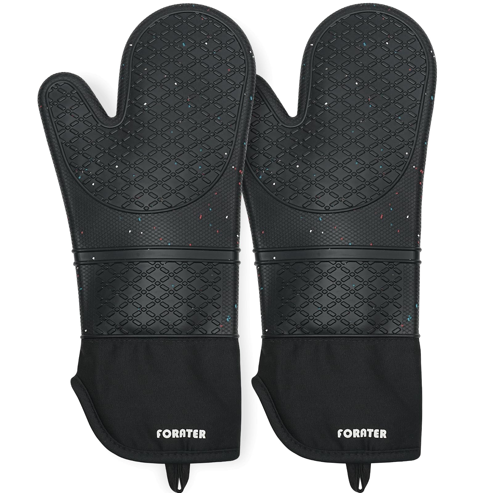 Extra Long Silicone Oven Mitts, 500°F Heat Resistant Non-Slip Kitchen ...