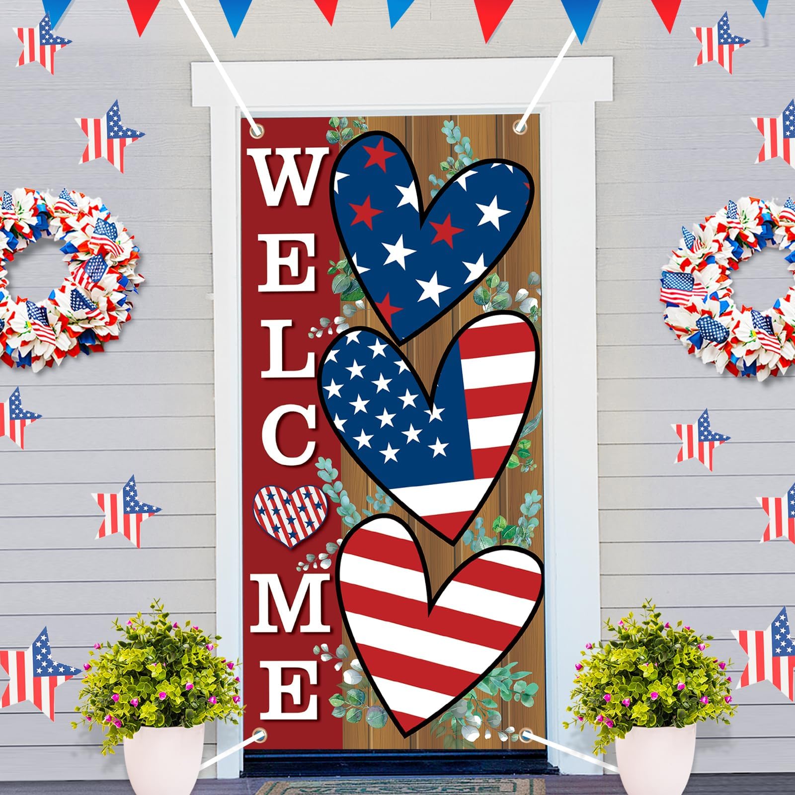 Amazon.com: 4th of July Banner Decoration - Happy 4th of July Door ...