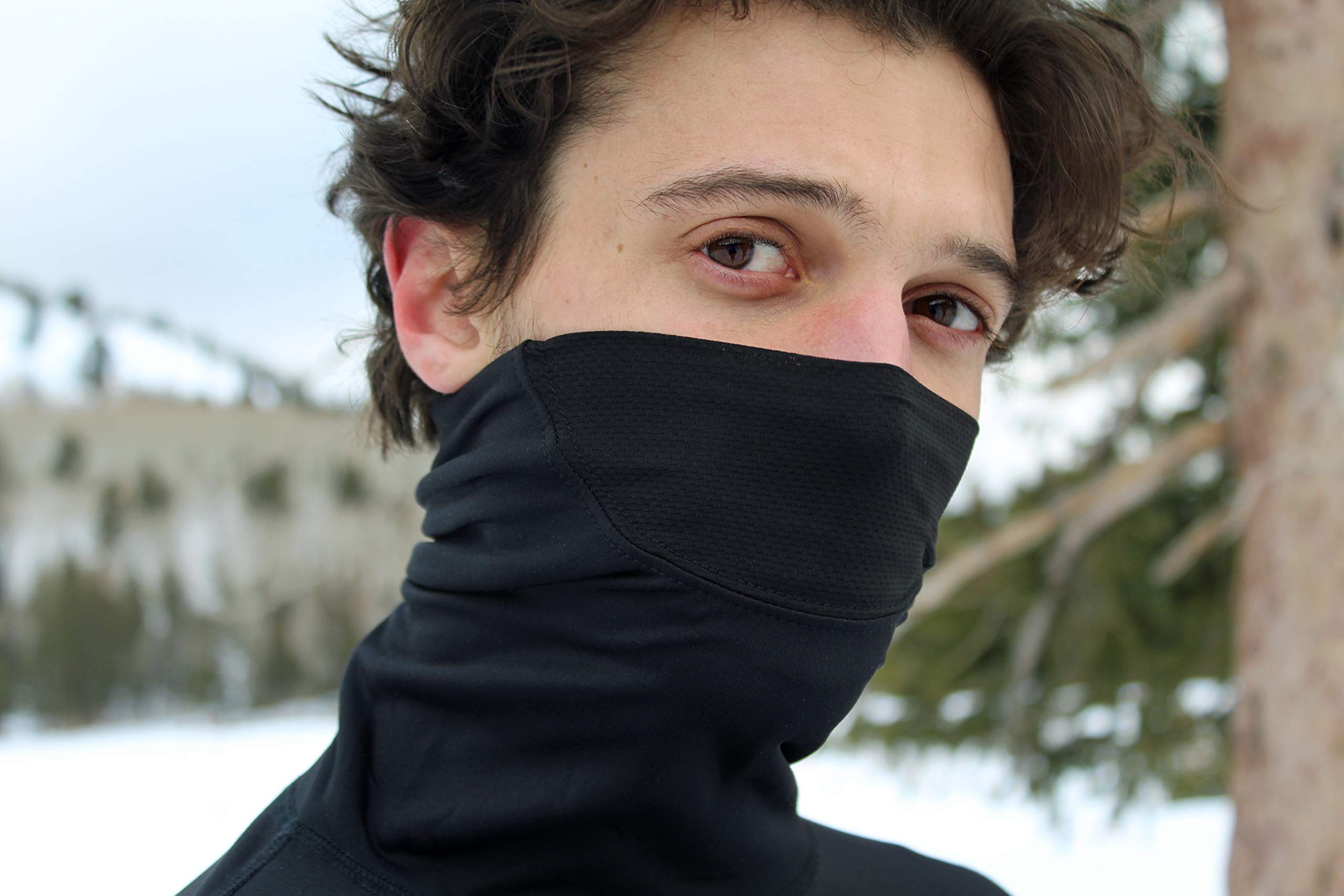 Face Mask Shirt - Mock Turtleneck (Gaiter-Neck Protection) Thermal Men ...