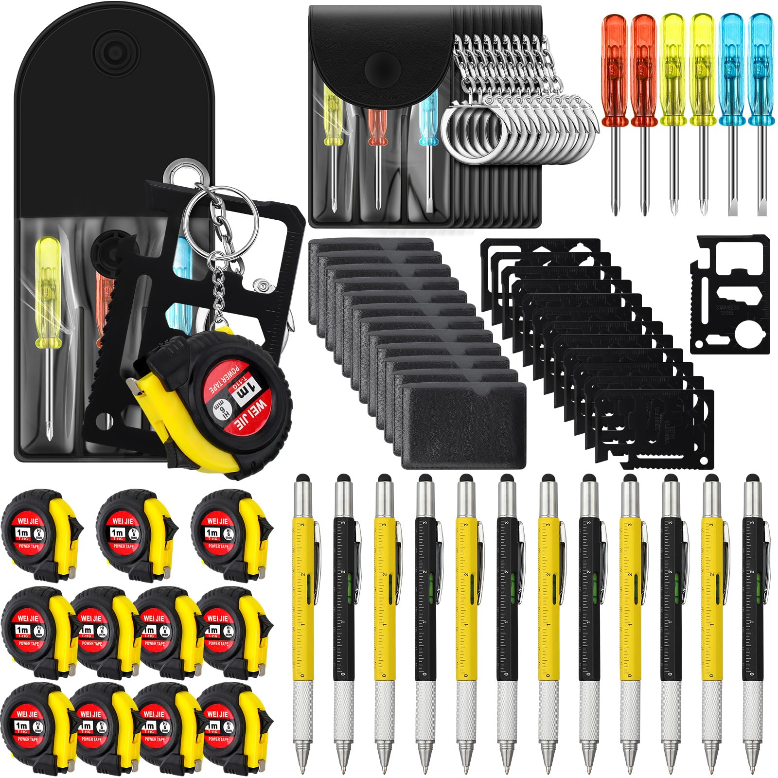 Saysurey 48 Pcs Mini Tape Screwdriver Keychain Set Employee Coworkers ...