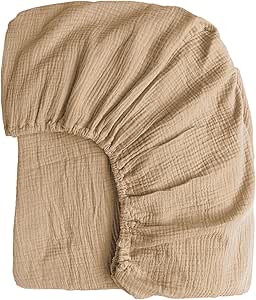 100% Muslin Cotton Tan Fitted Sheet King Only with 16" Elastic Deep ...