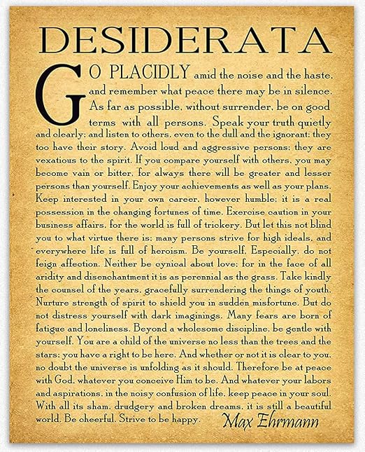 Amazon.com: Wallbuddy Desiderata Poem Desiderata Print Desiderata ...