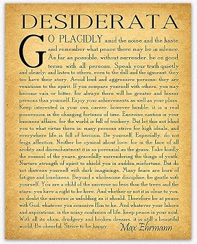 Amazon.com: Wallbuddy Desiderata Poem Desiderata Print Desiderata ...