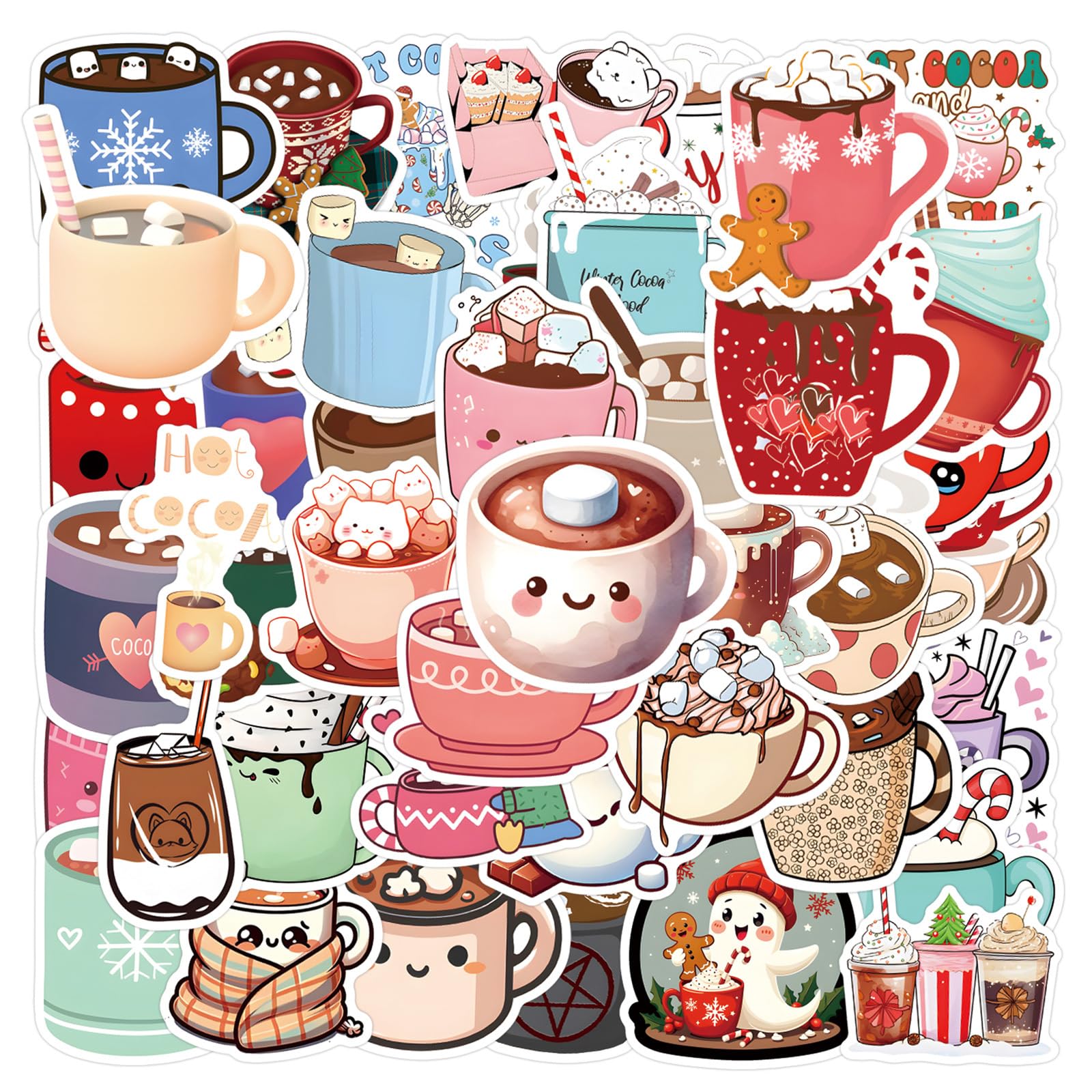 Amazon.com: 55 Pcs Hot Cocoa Stickers for Water Bottles Waterproof ...