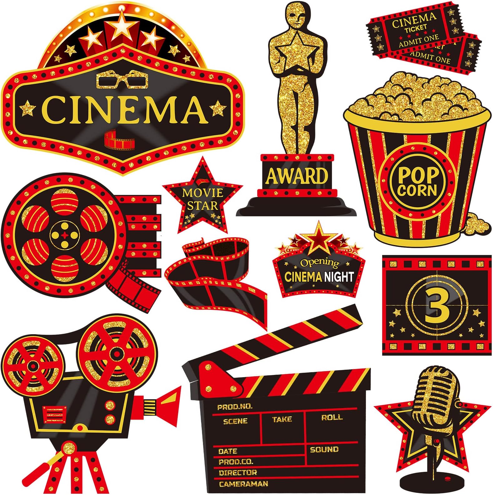 Amazon.com: Fumete 32 Pieces Movie Night Cutouts Movie Party ...