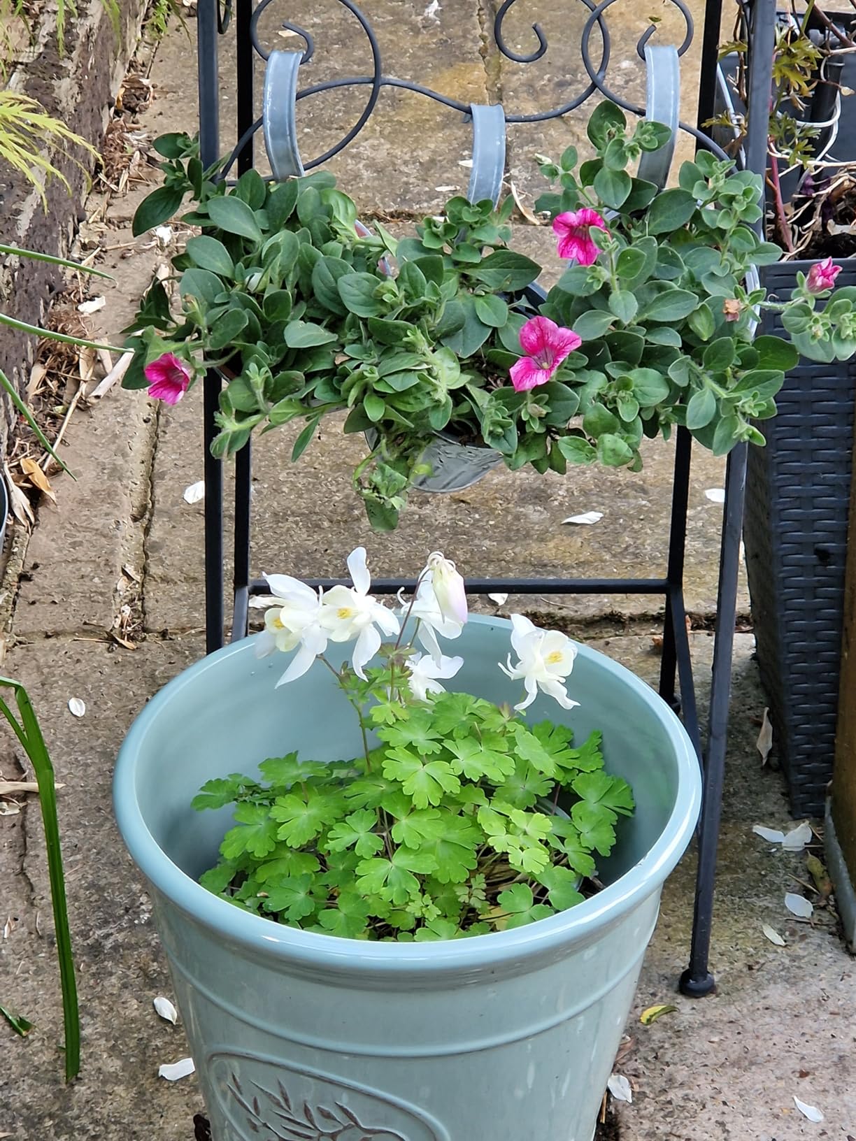 Country Style Gloss Plastic Planter - Green, Single Pot - 40cm (H) x ...