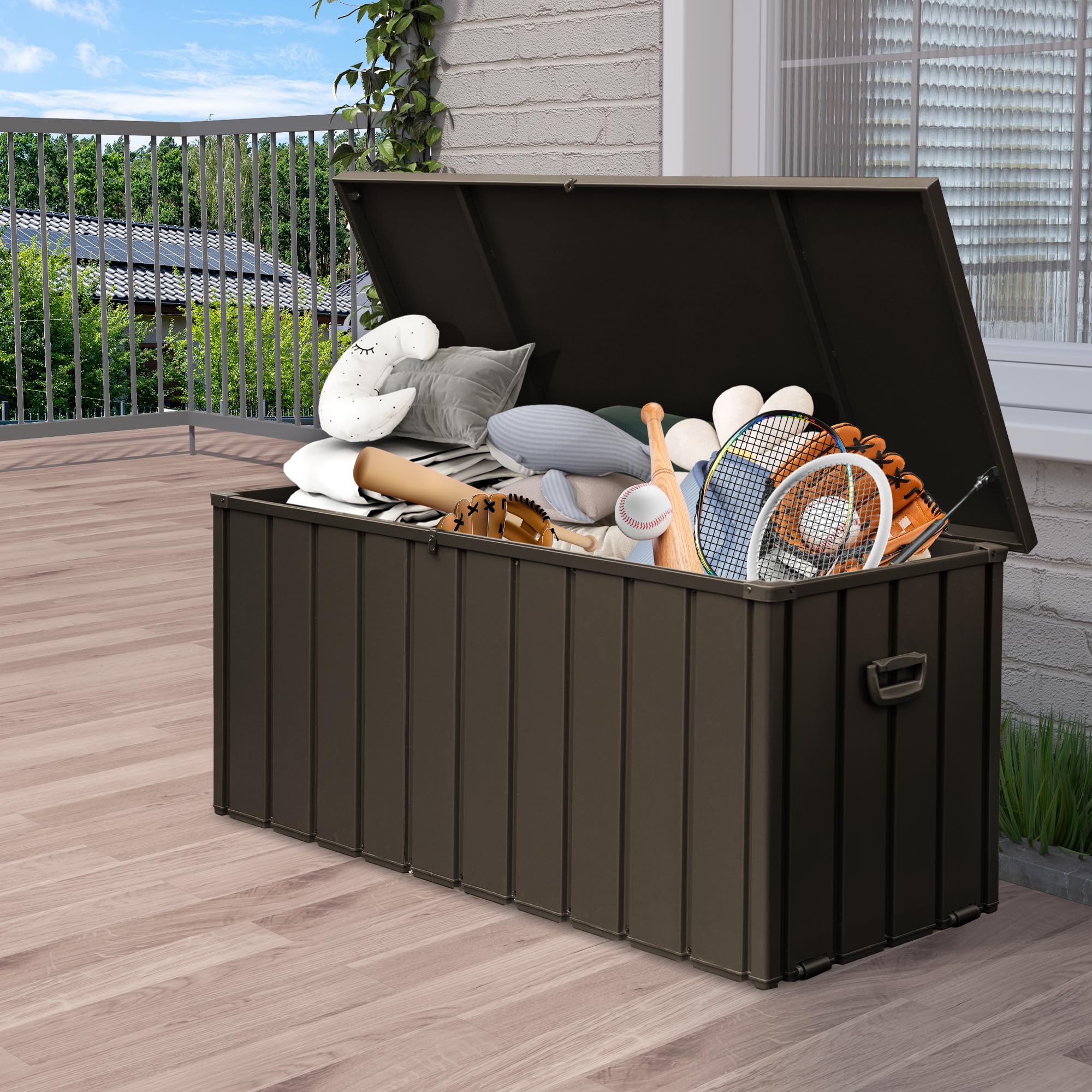 Amazon.com: 160 Gallon Outdoor Weatherproof Storage Box, Large Metal ...