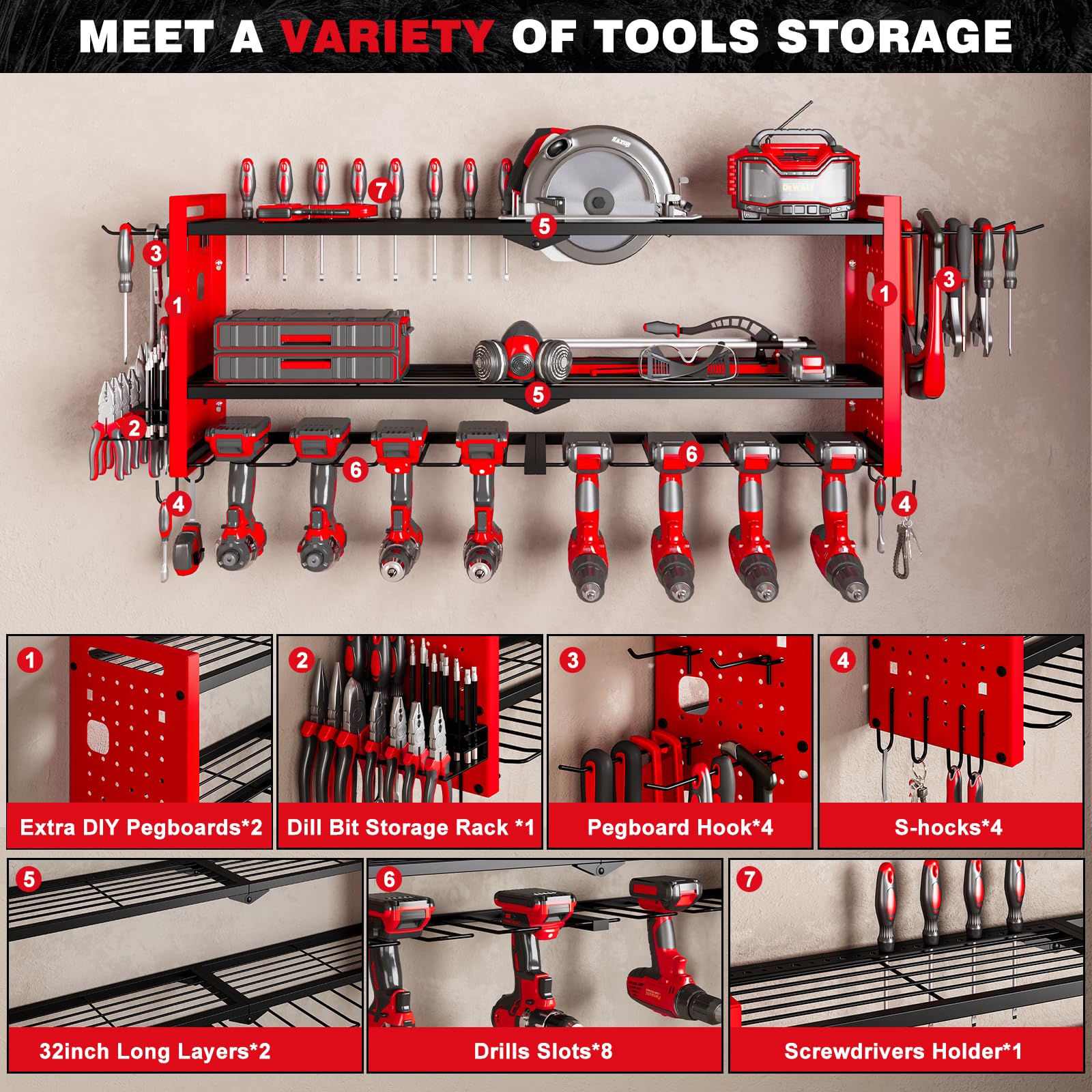 Tool Roll Po-Lift M-003W Tool Oganize Wall Mount Dewalt Tool Organizer ...