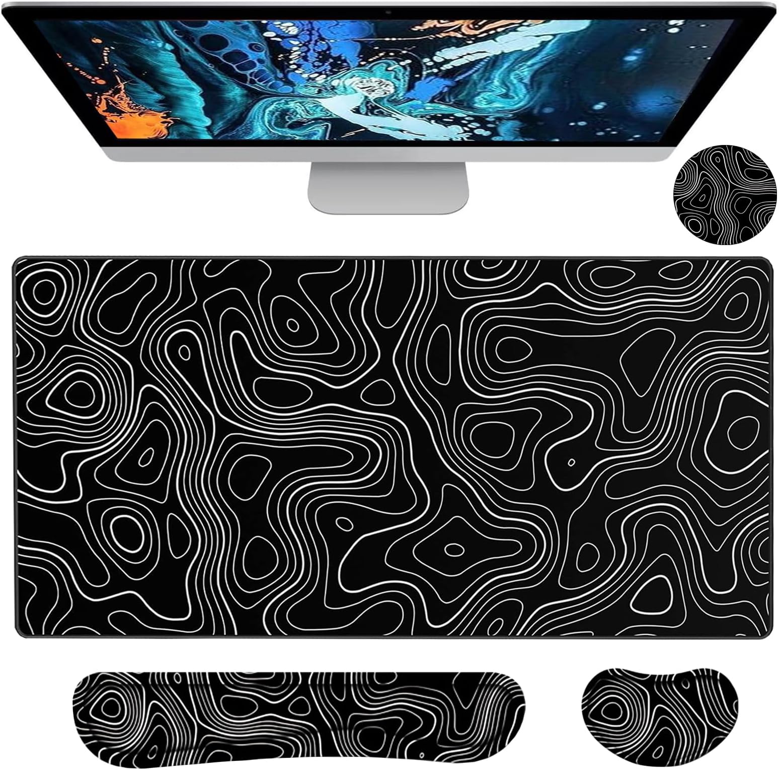 Amazon.com : Uniqcasa Gaming Mouse Pad and Ergonomic Keyboard Mouse ...