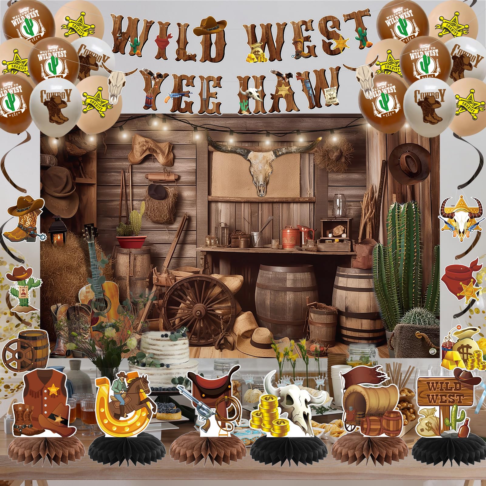 Snapklik.com : Western Party Decorations, Cowboy Birthday Baby Shower ...