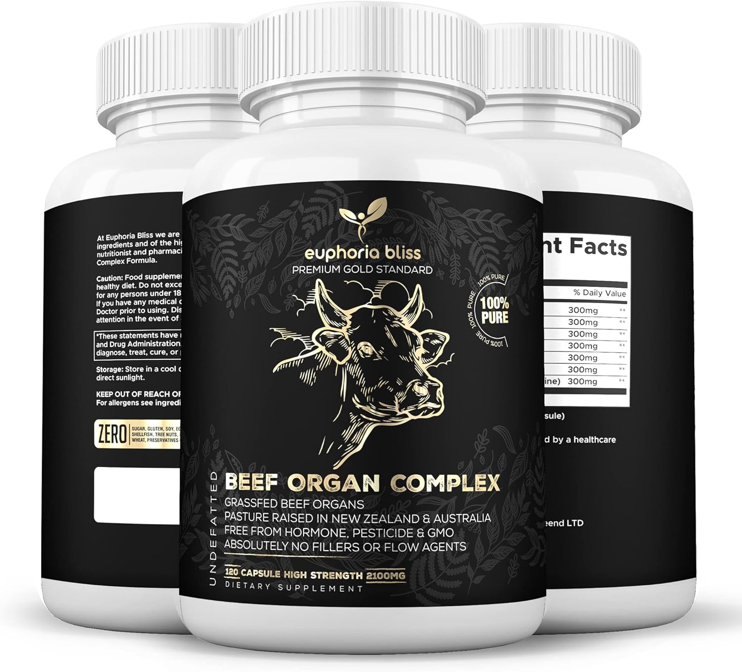 Premium Beef Organs Complex - 120 Capsules Freeze Dried Liver | Heart ...