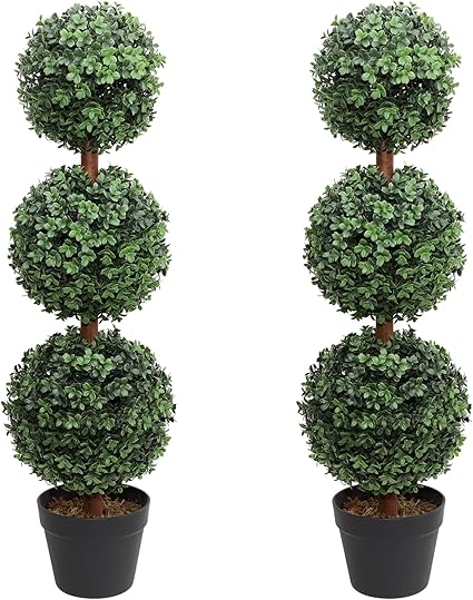 Amazon.com - Artificial Topiary Ball Tree, 35inch Fake Topiaries Triple ...