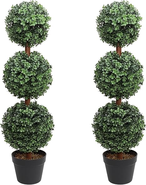 Amazon.com - Artificial Topiary Ball Tree, 35inch Fake Topiaries Triple ...