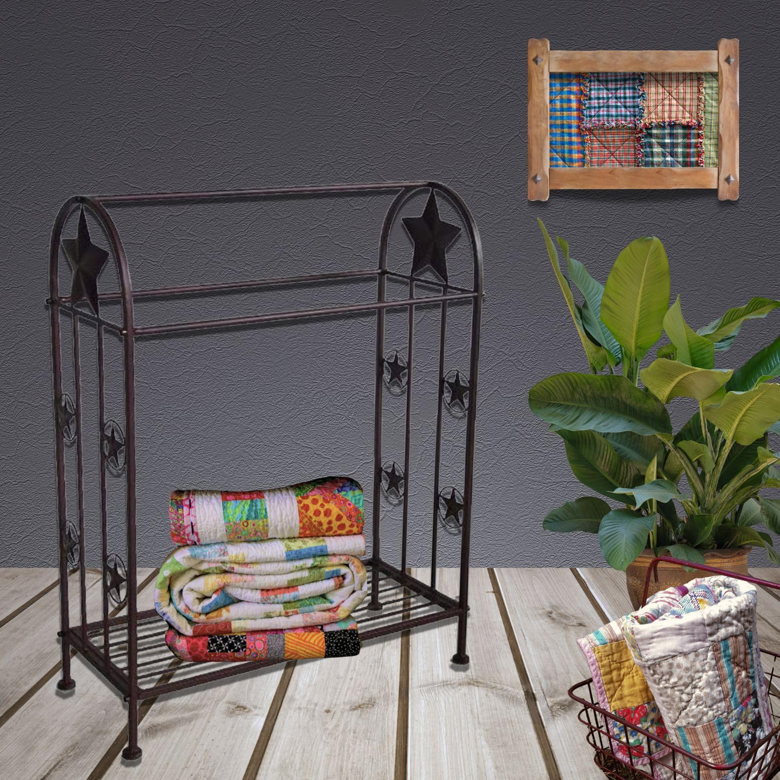 Snapklik.com : BestGiftEver Metal Free-Standing Quilt Rack In Rustic ...