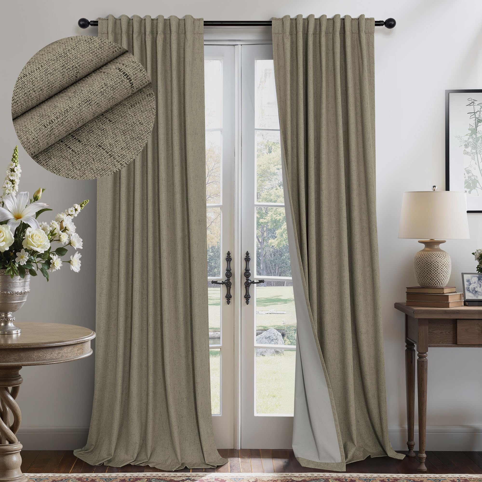 Amazon.com: Pitalk Taupe Blackout Curtains 84 Inches Long for Bedroom 2 ...