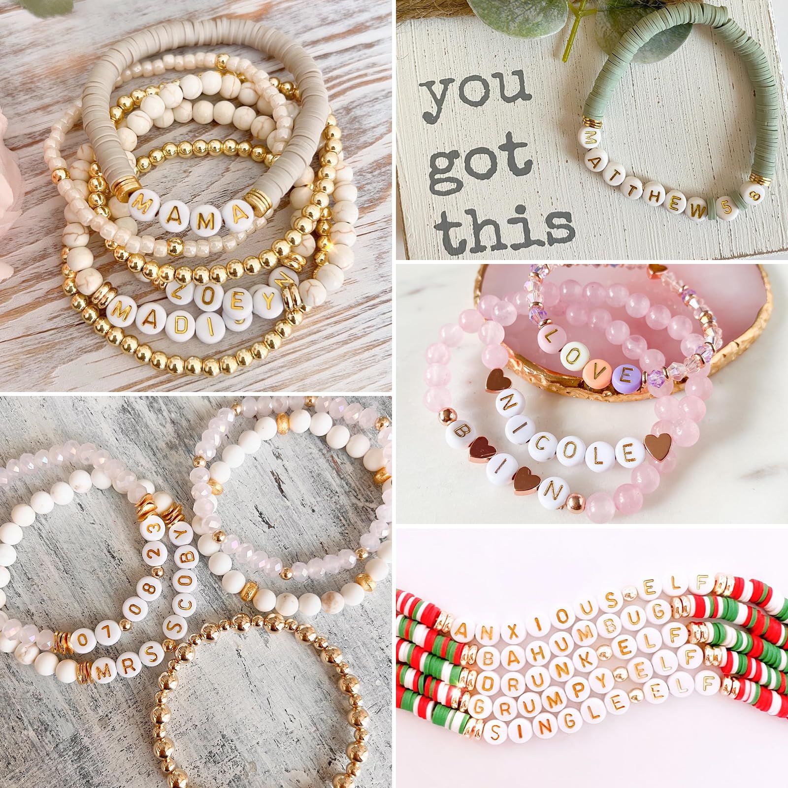 Snapklik.com : Siomia 100Pcs Letter Beads - 4x7mm White Round Acrylic ...