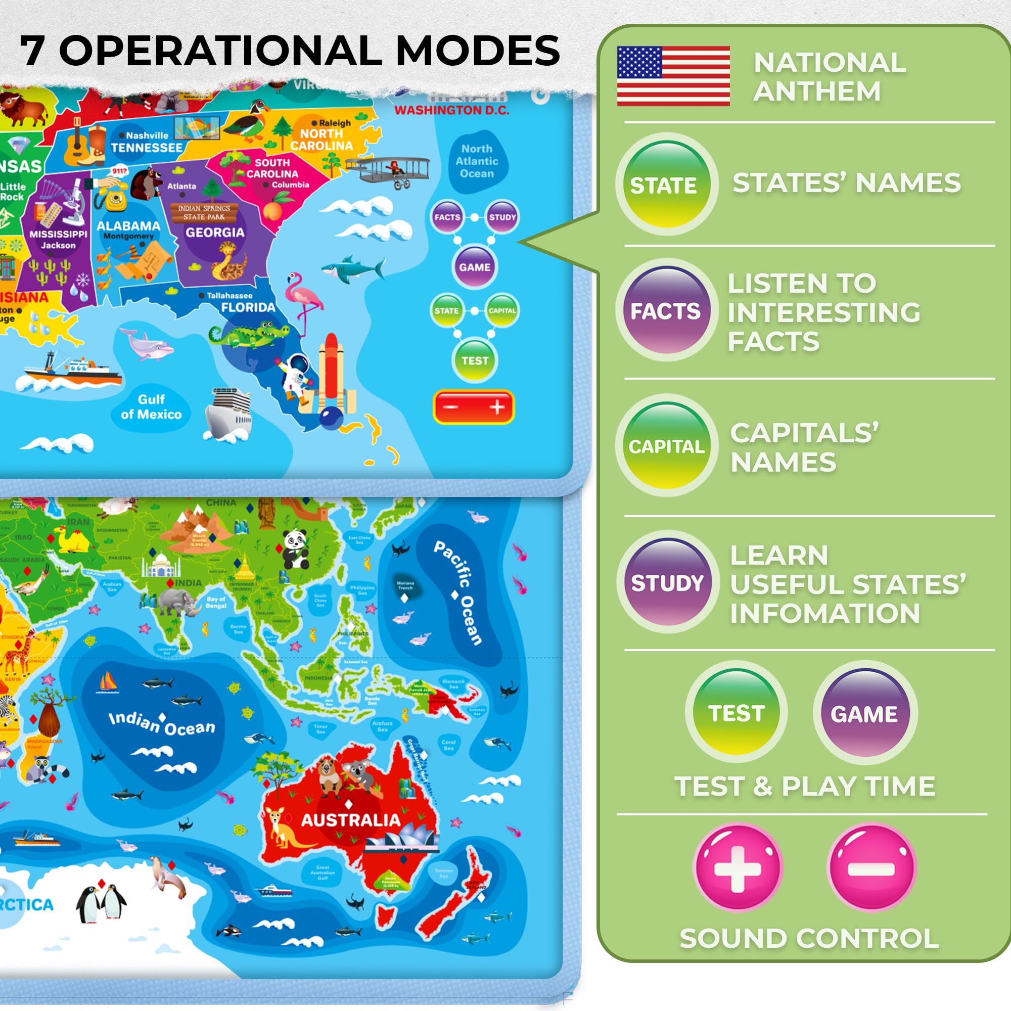 My Talking World Map Interactive Educational Maps For Kids Amazon.com: