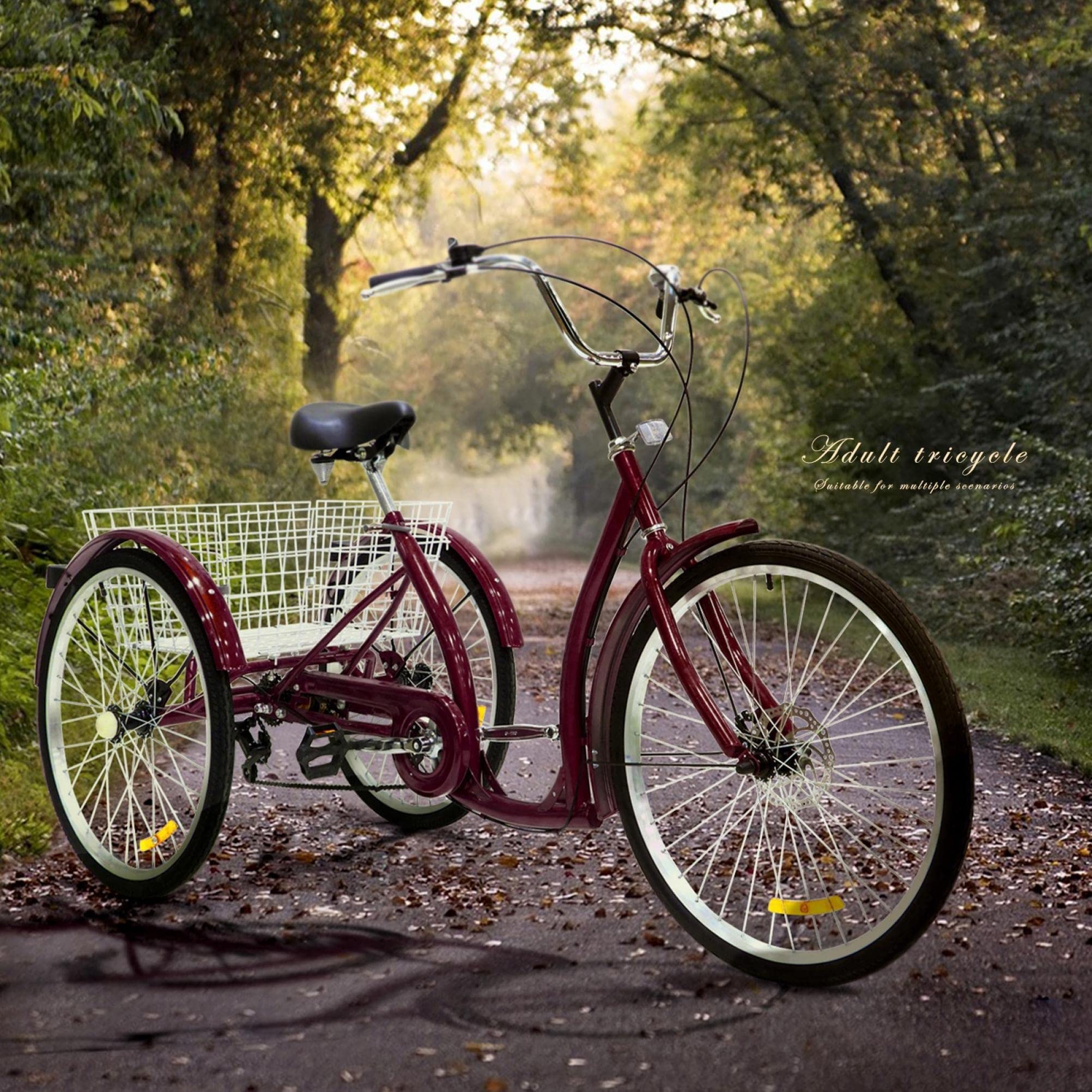 Buy 24 inch Adult Tricycles 7 Speed, Adult Trikes 3 Wheel Bikes, Three ...