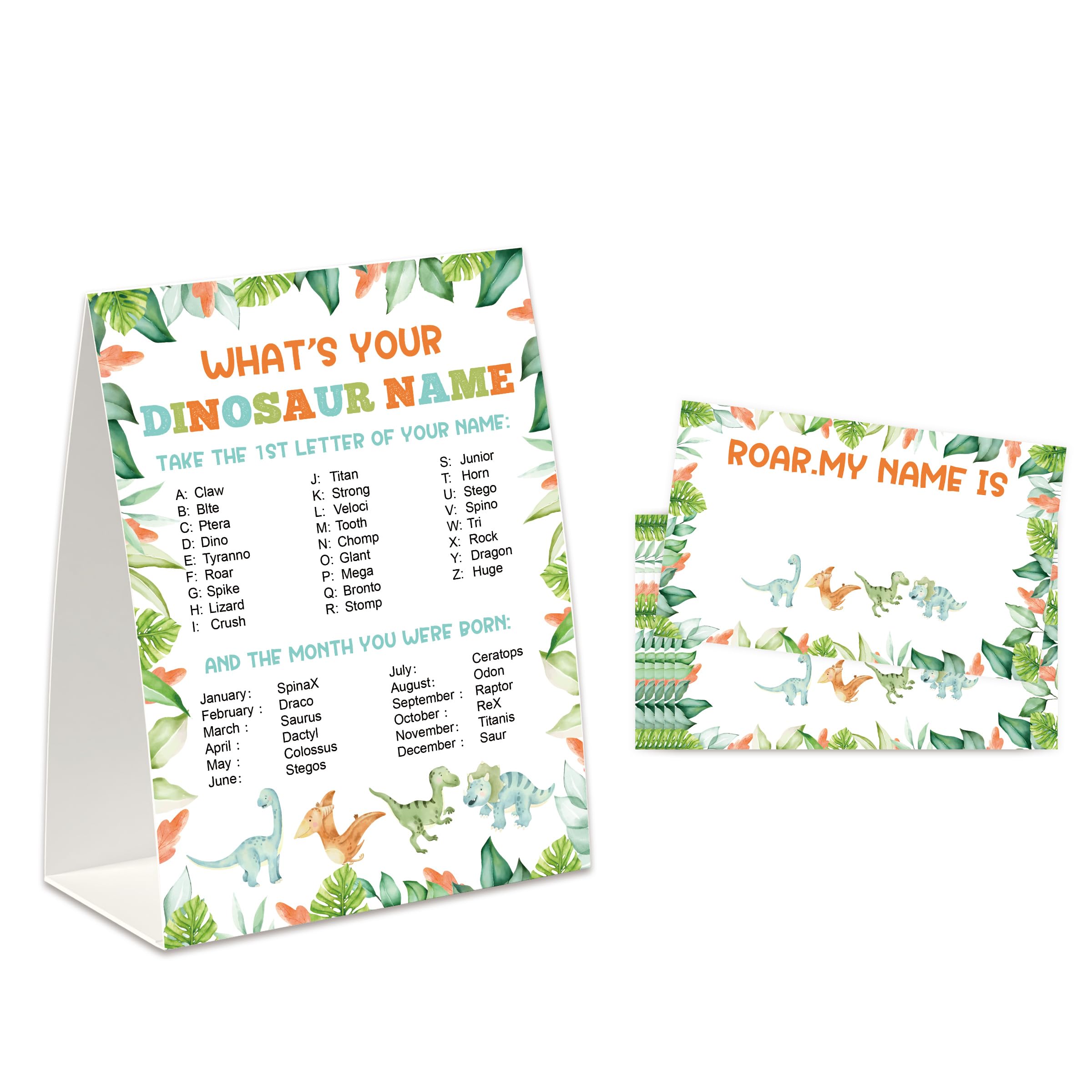Amazon.com: What's Your Dinosaur Name Game (One Sign with 30 Tag ...