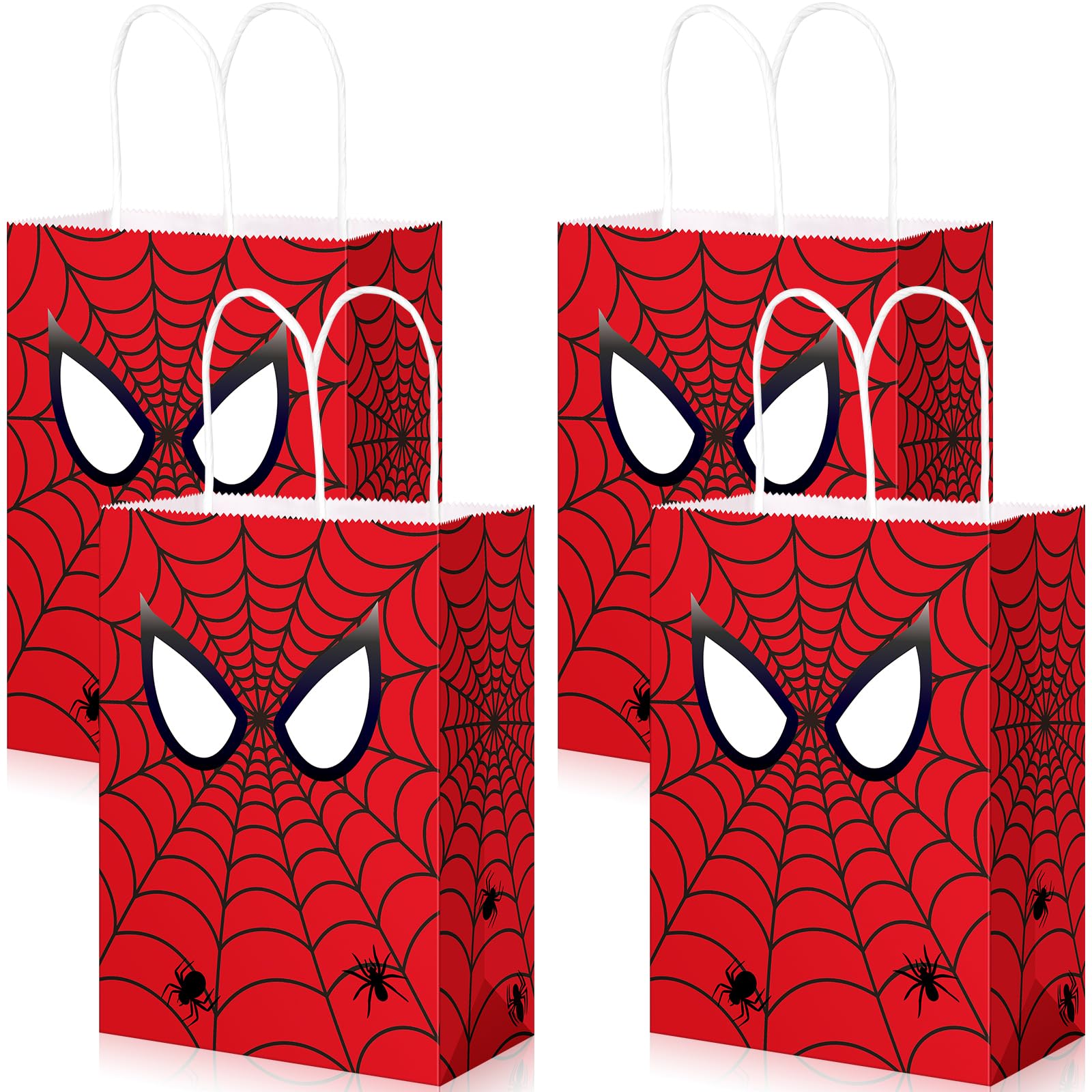 32 Pack Spider Party Favor Bags with Handles,Large Thick Kraft Double ...