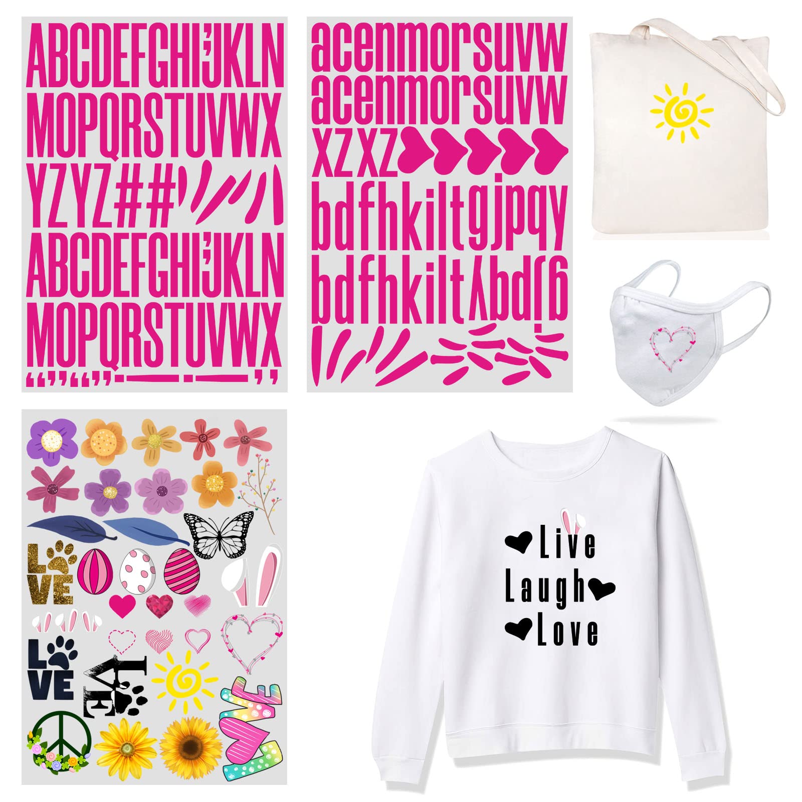 Amazon.com: 184 Piece Iron On Heat Transfer 2Inch Capital Letters & 1 ...