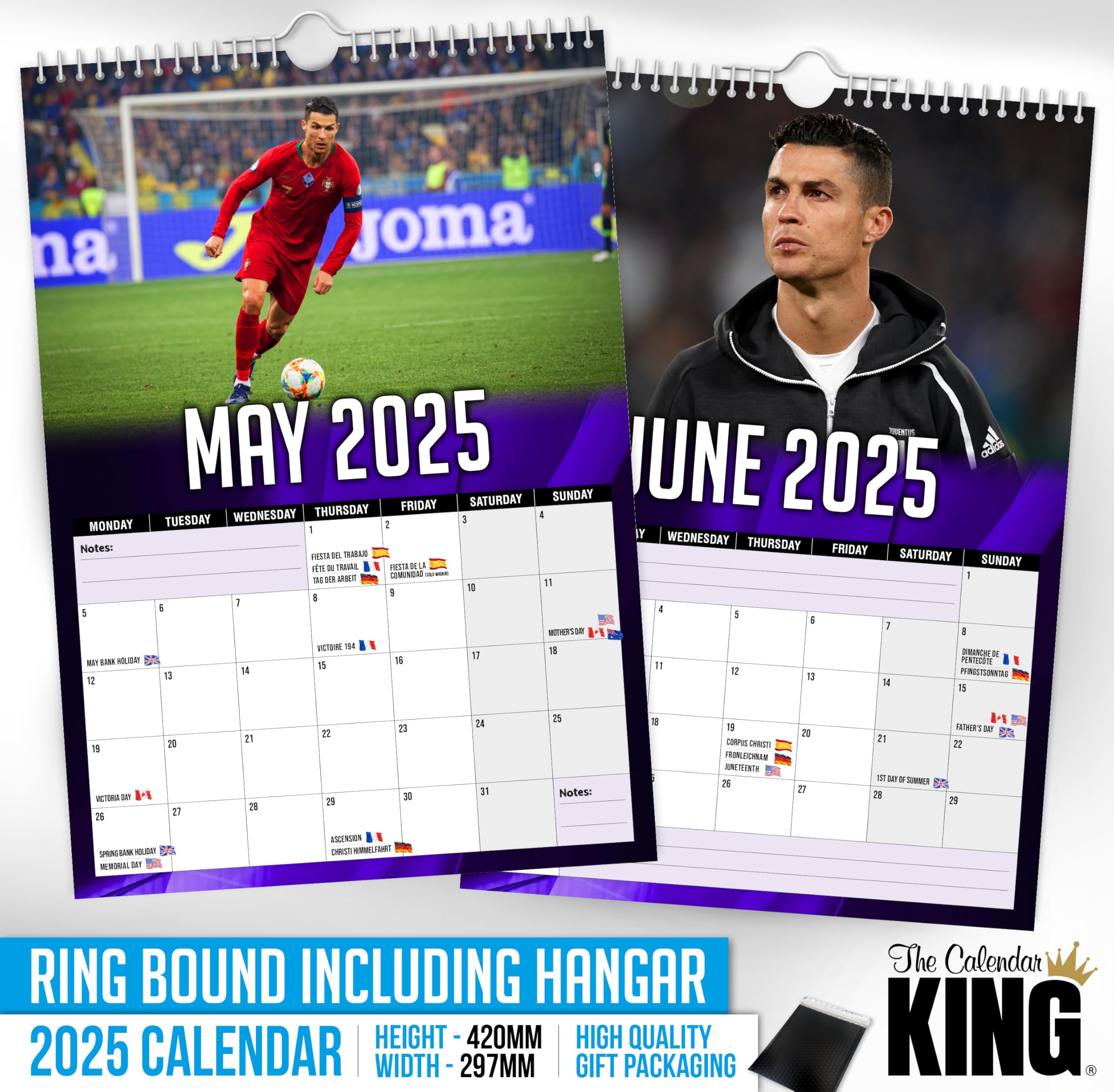 The Calendar King // Cristiano Ronaldo – 2025 Wall Calendar (Full ...