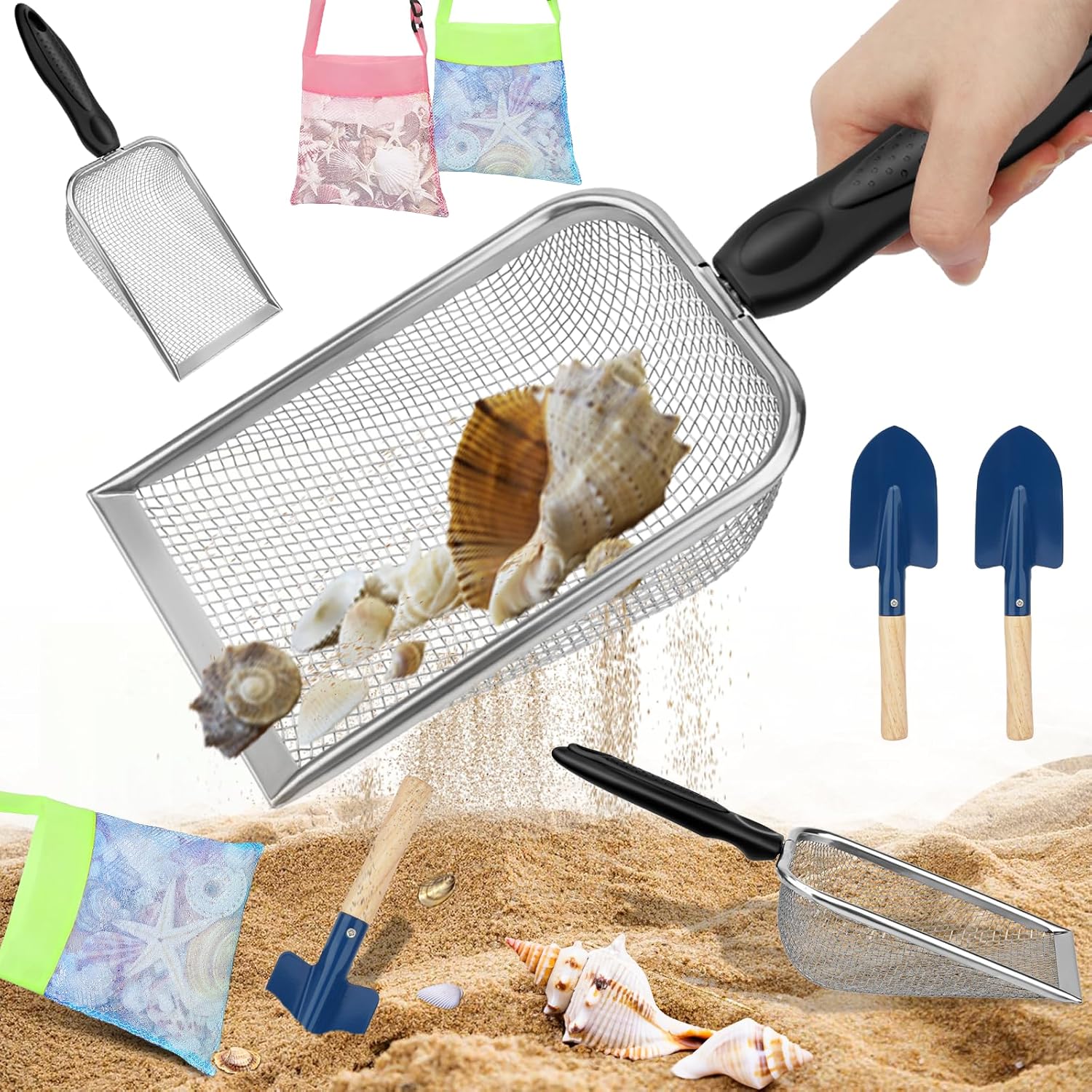 Amazon.com: Mototo 6 Pack Beach Toys with 2 Beach Mesh Shovel 2 ...