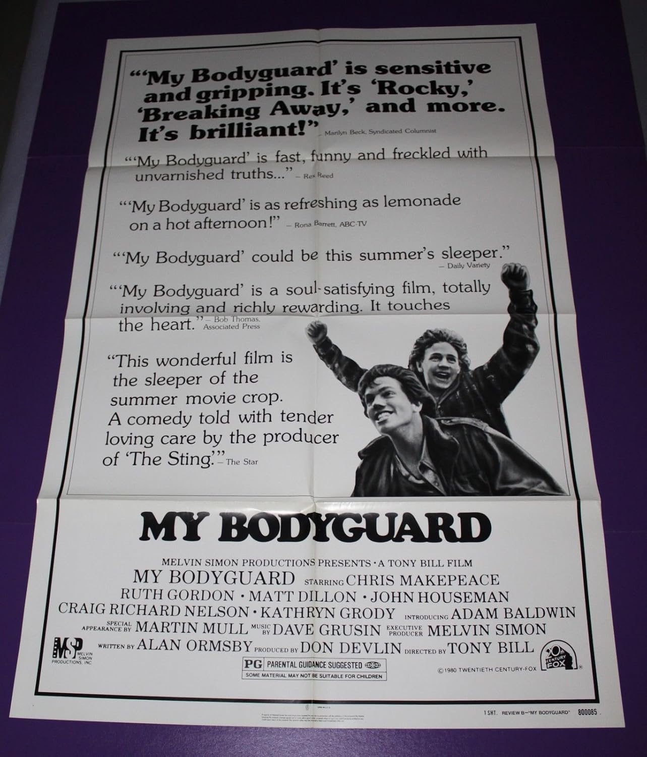 MY BODYGUARD original 1980 one sheet movie poster CHRIS MAKEPEACE/ADAM ...