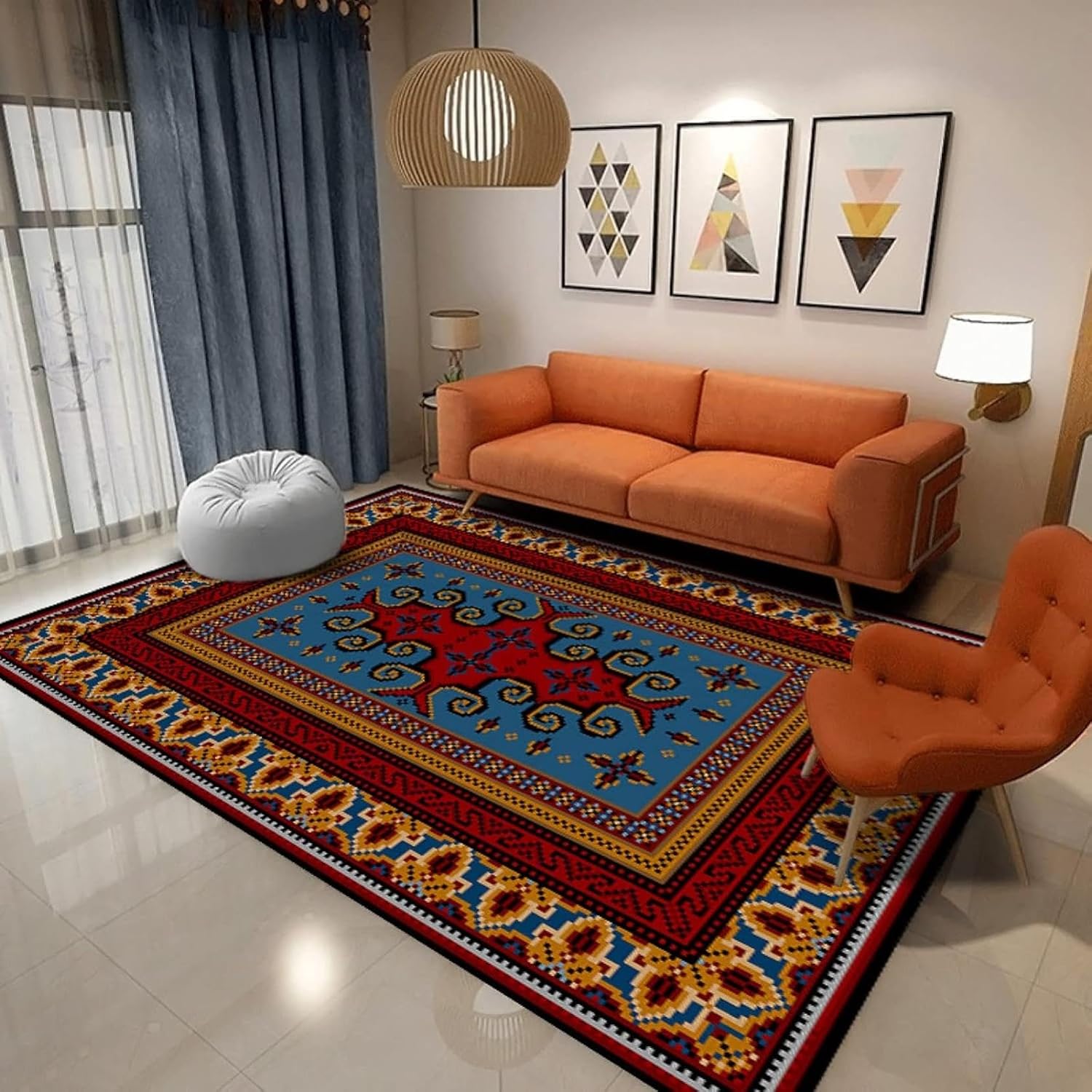 Amazon.co.jp: Carpet, Rug, Rug, Belgian Rug, Rectangle, 23.6 x 35.4 ...