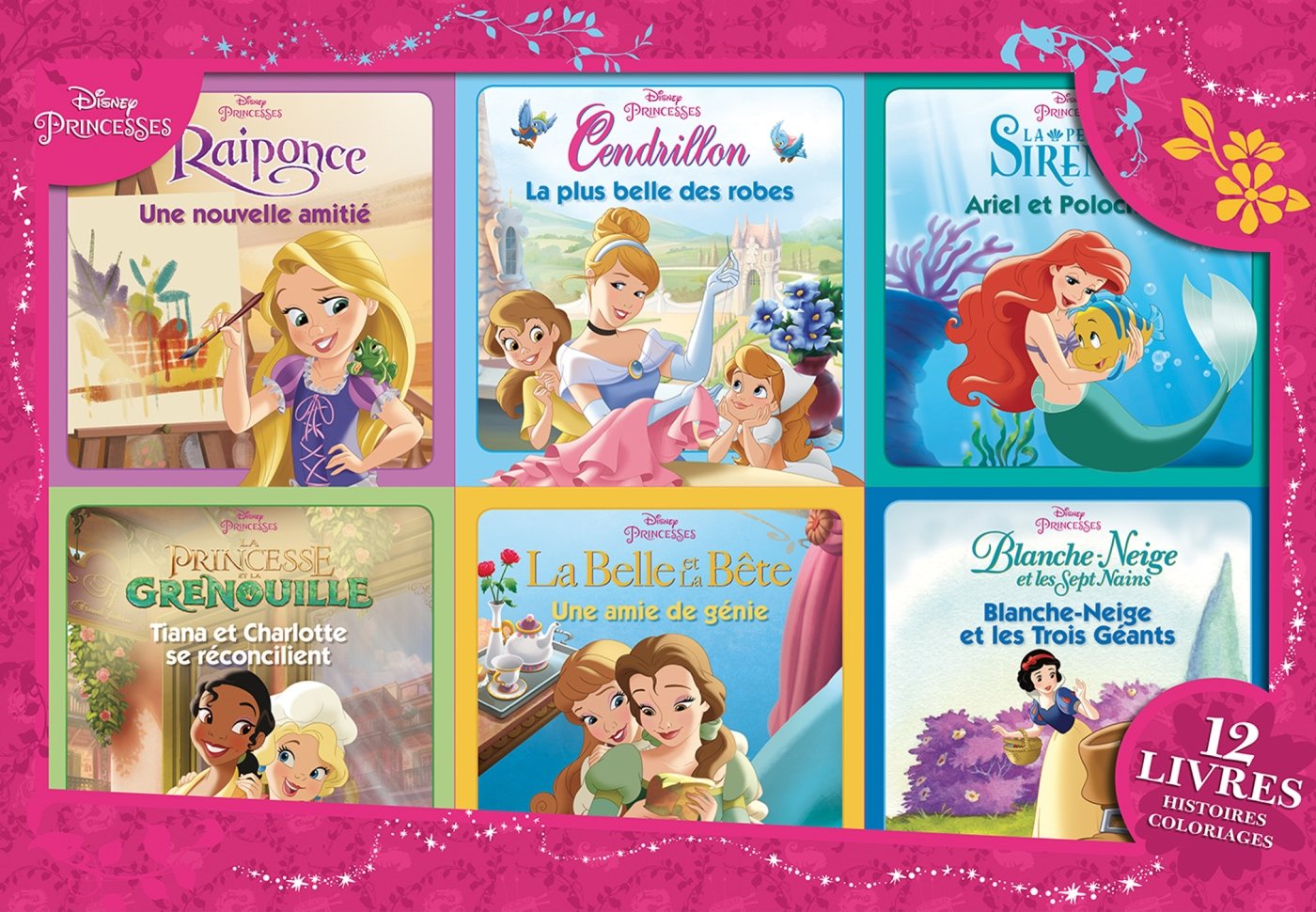 DISNEY PRINCESSES - Coffret 12 livres - 6 Histoires + 6 Coloriages ...