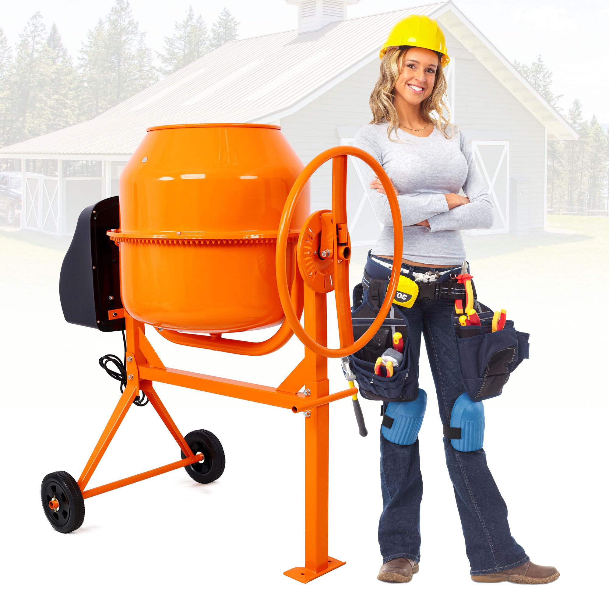 Amazon.com: SPOWAY 5.0 Cu. Ft Electric Cement Mixer, 650W 2/3 HP ...