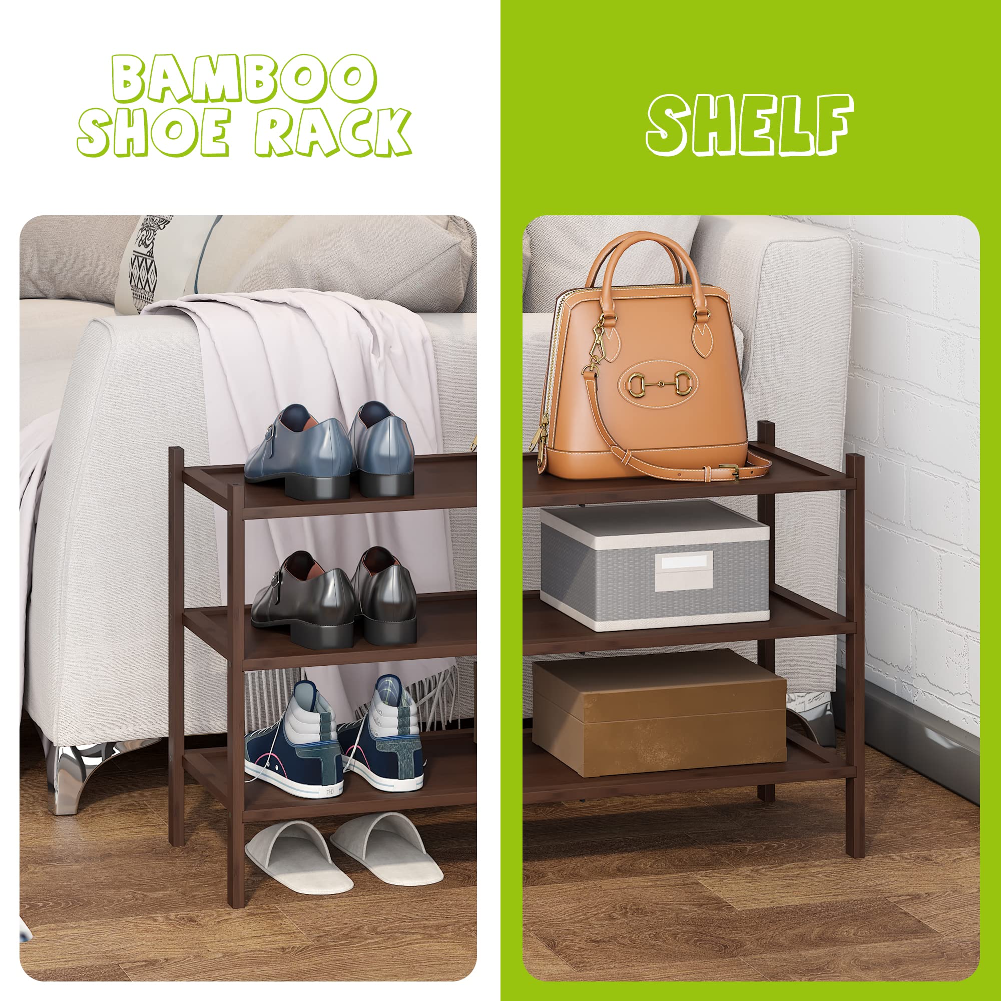 Snapklik.com : BMOSU 3-Tier Bamboo Shoe Rack Premium Stackable Shoe ...