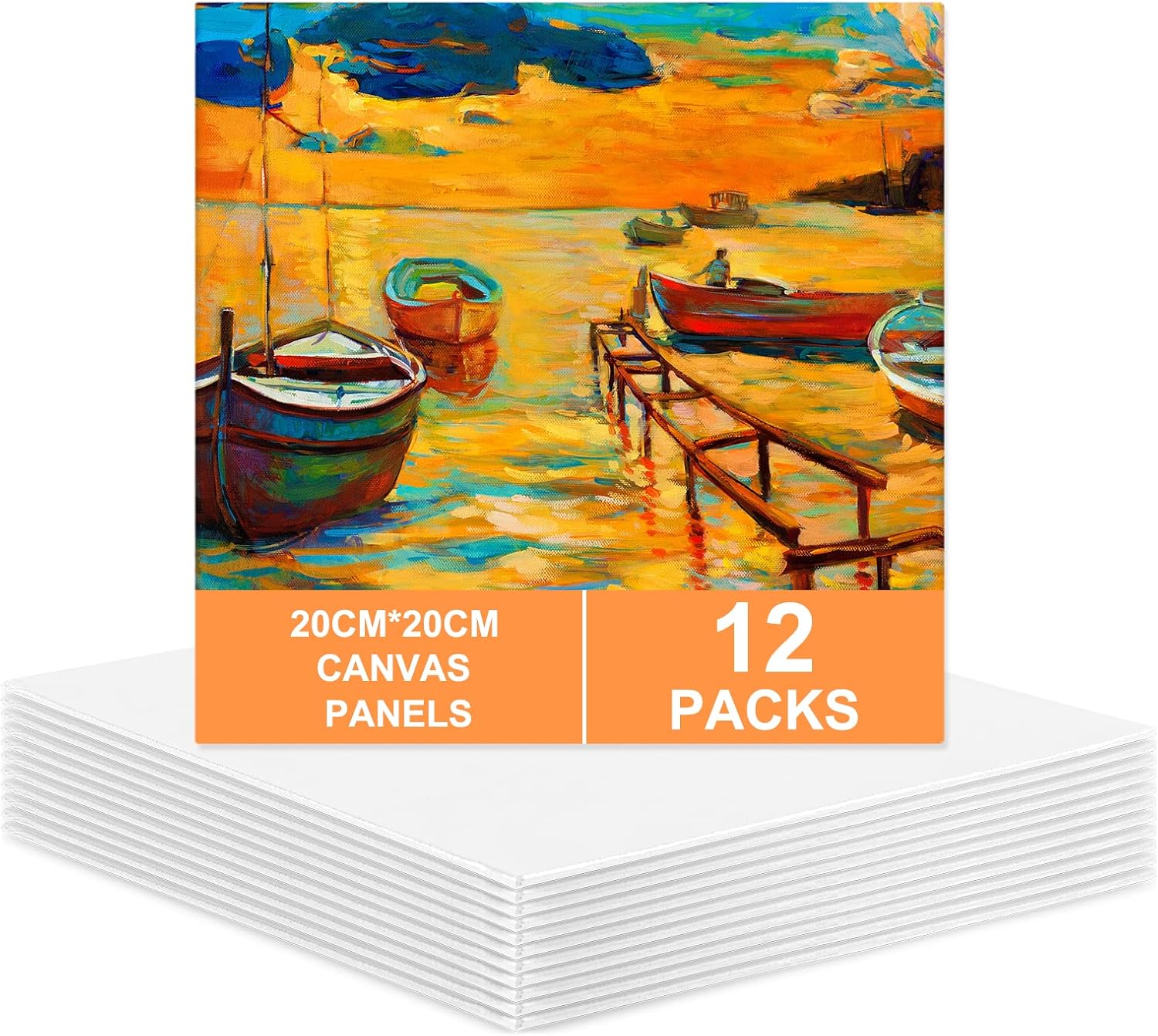12 Packs Canvas Panels 20x20cm 8 x8 Small Blank Art Canvases Pre 12-packs-canvas-panels-20x20cm-8-x8-small-blank-art-canvases-pre