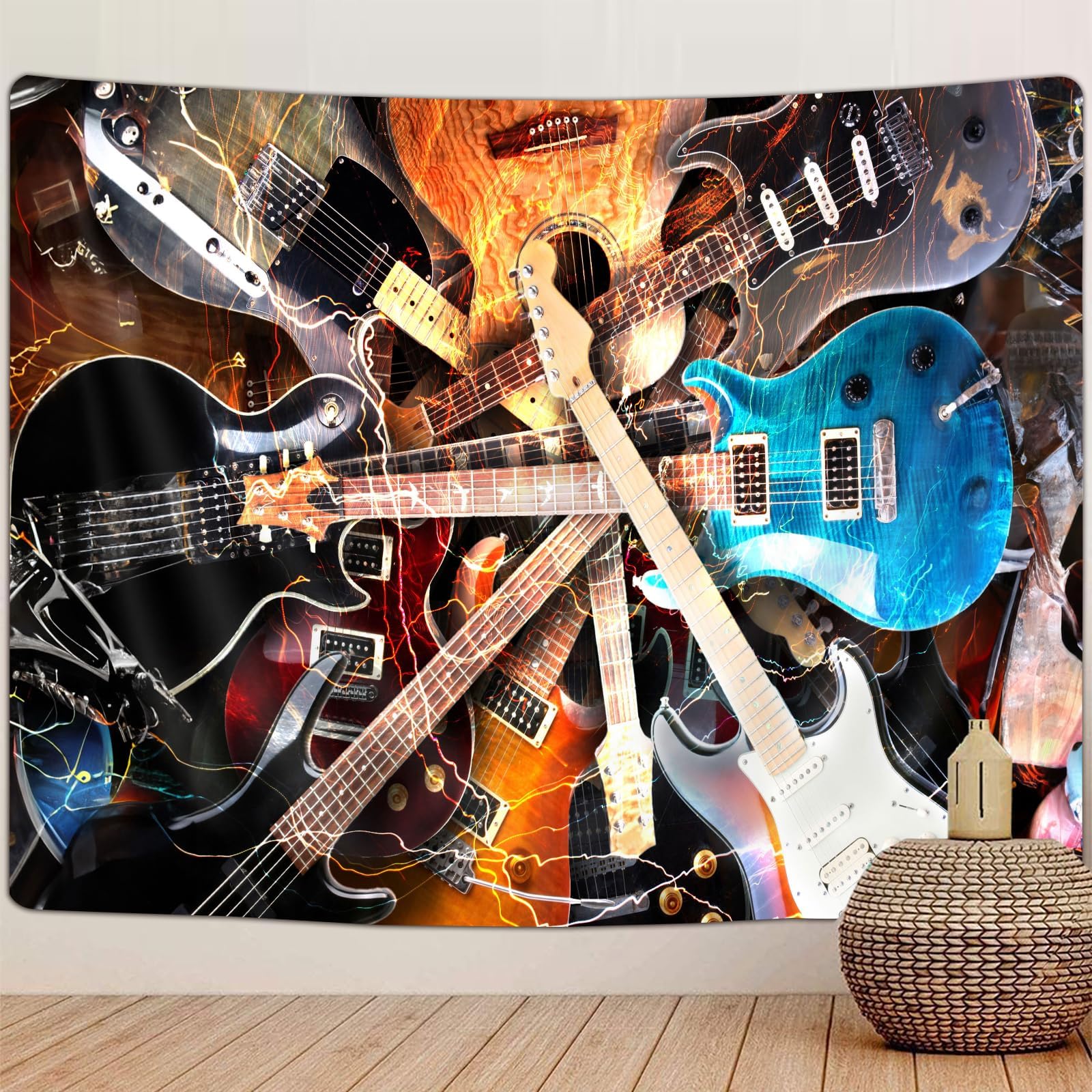 Amazon.com: Uokiuki Music Tapestry, Guitar Concert Instruments Rock ...